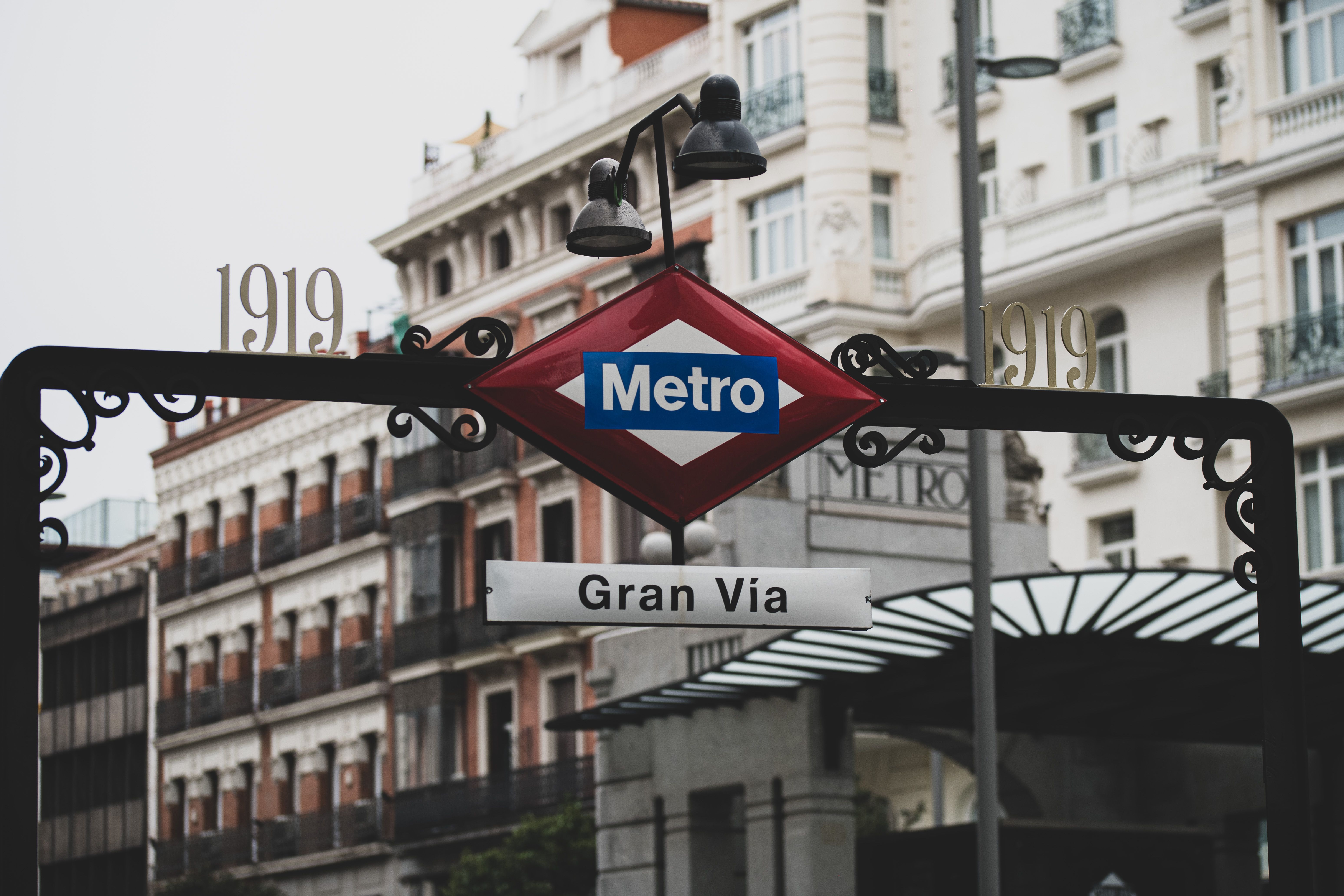 Gran Via Metro Entrance in Madrid City · Free Stock Photo
