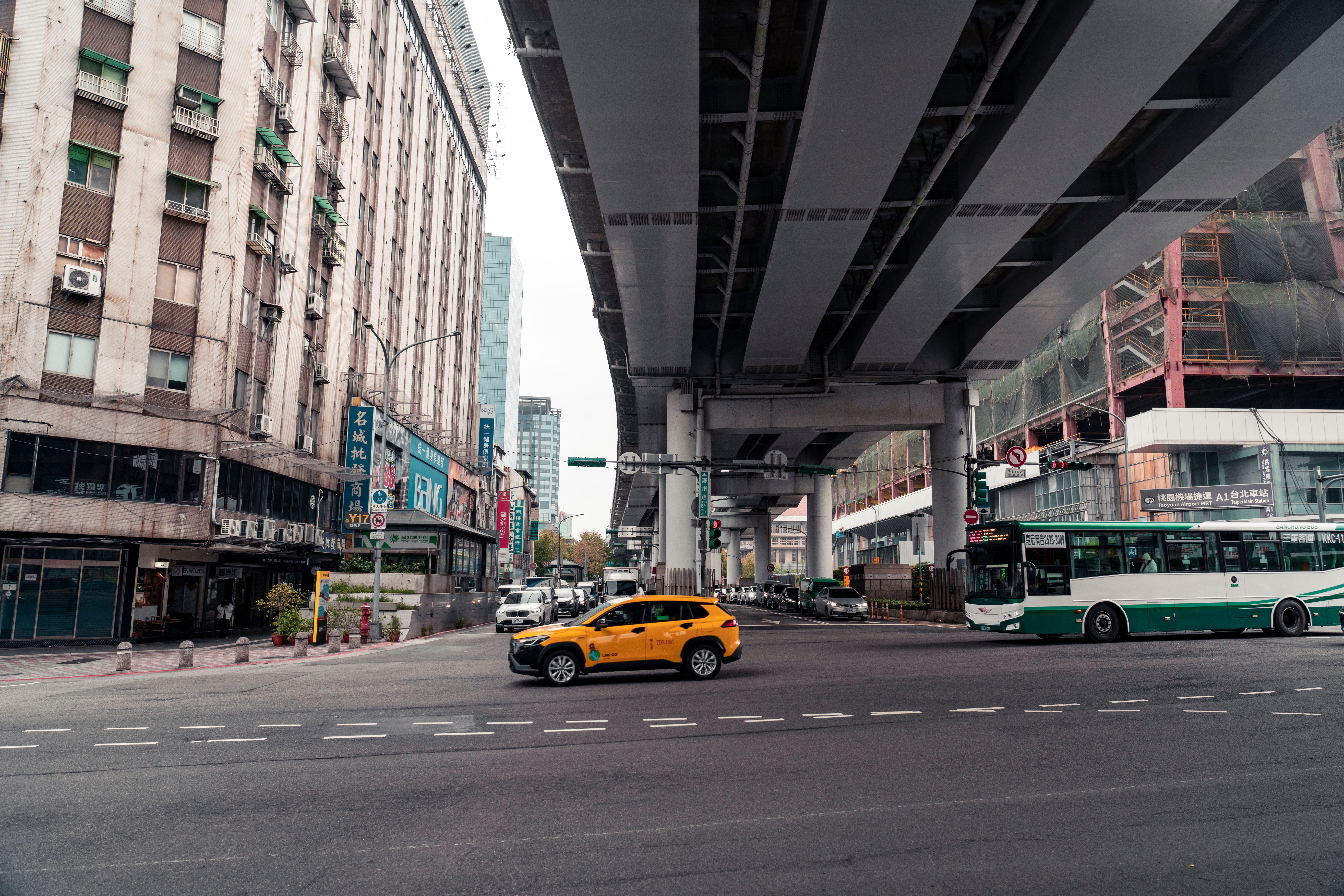 Urban Taipei Street with Elevated Highway · Free Stock Photo