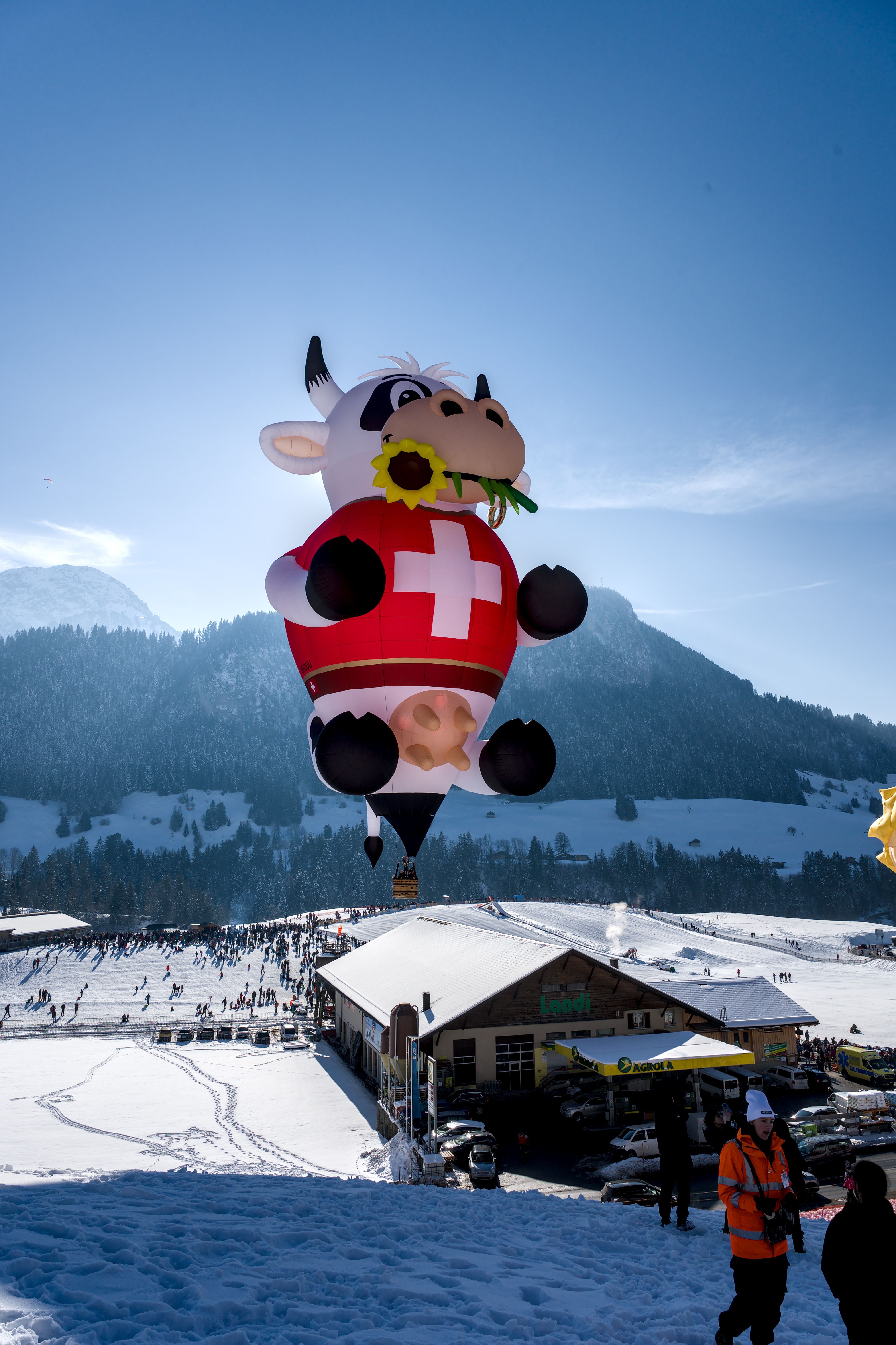 Swiss Cow Hot Air Balloon in Château-d'Oex · Free Stock Photo