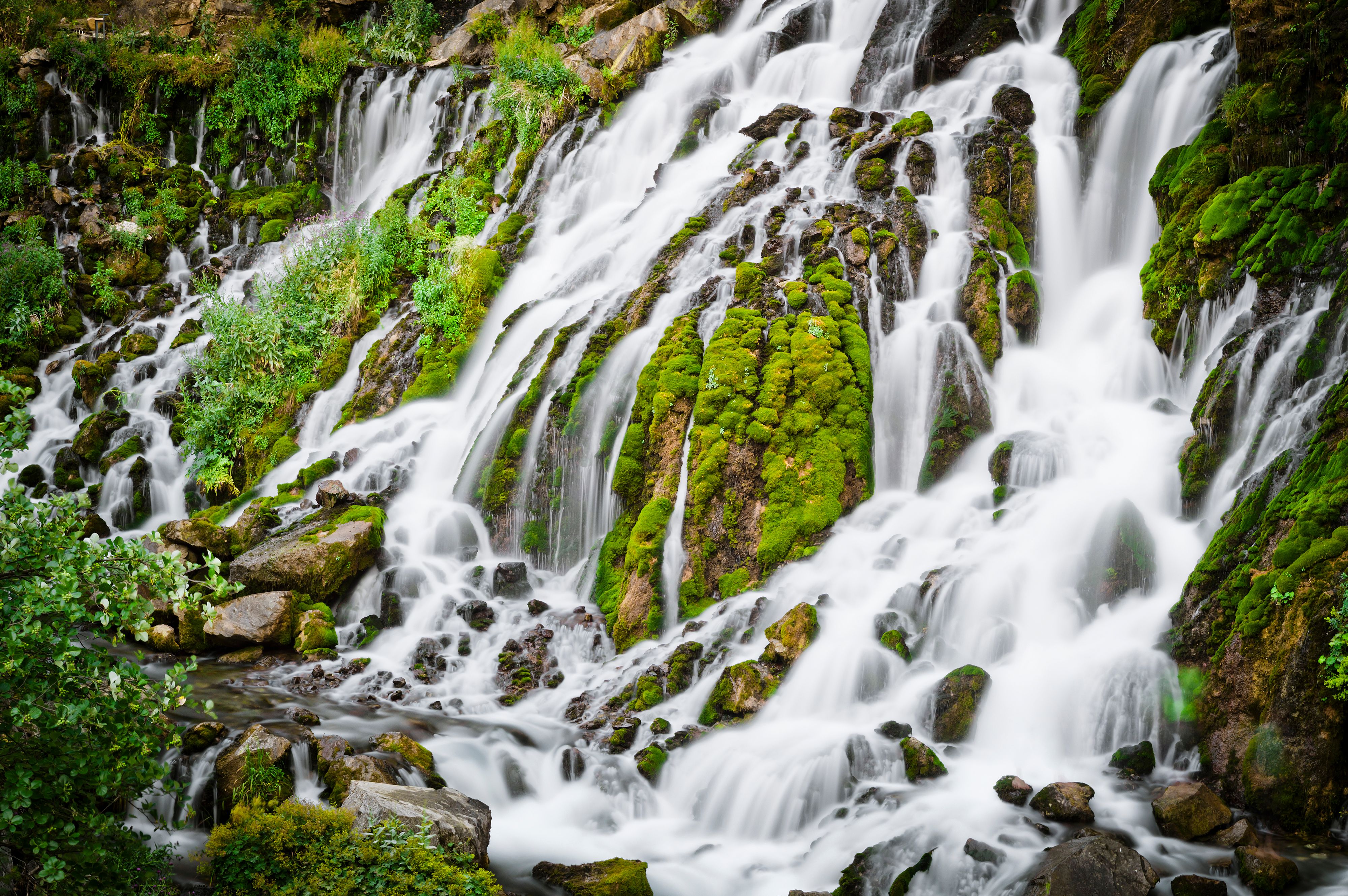 Serene Waterfall Amidst Lush Greenery in Turkey · Free Stock Photo