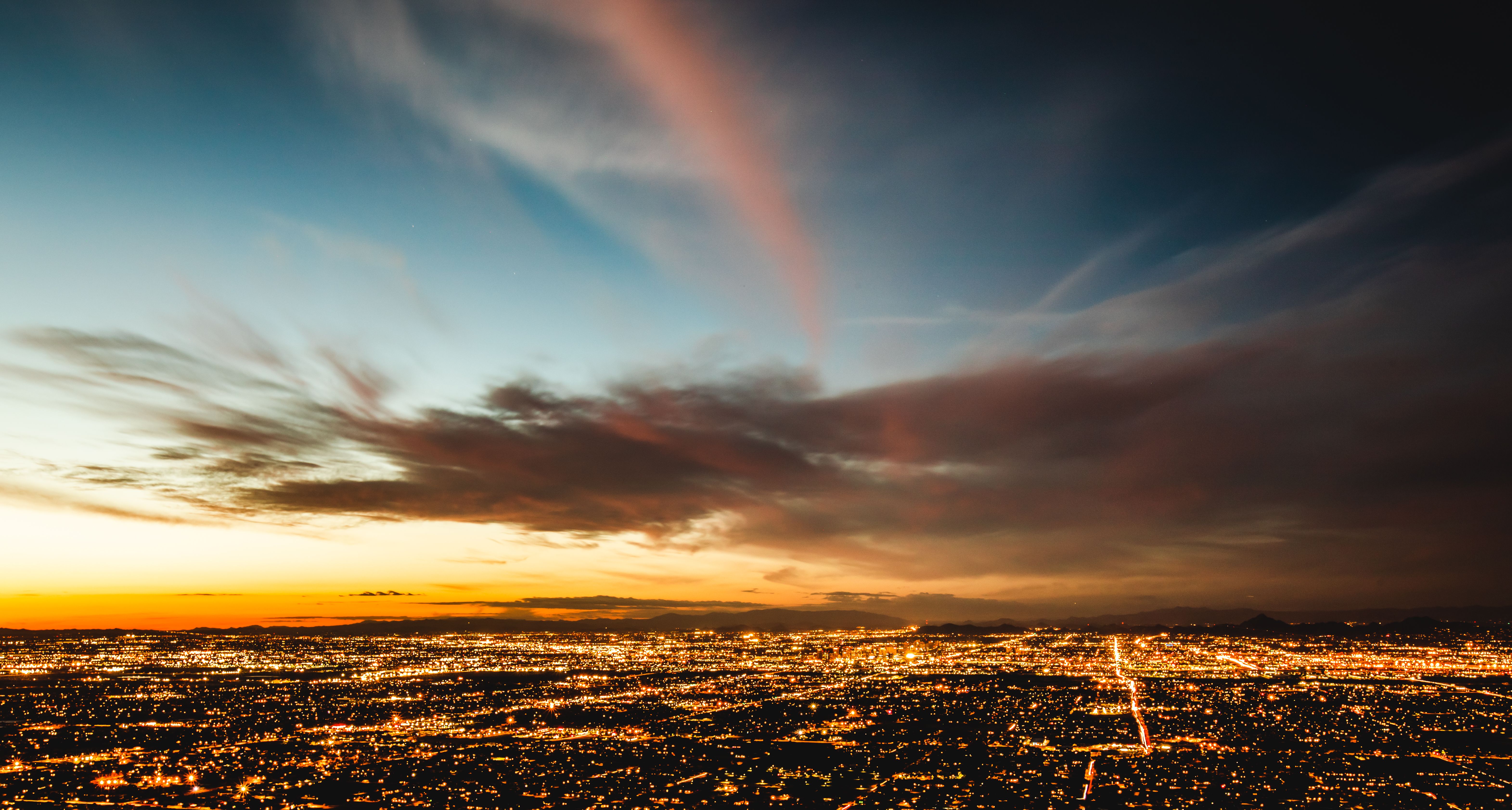 Aerial photography sunset · Free Stock Photo