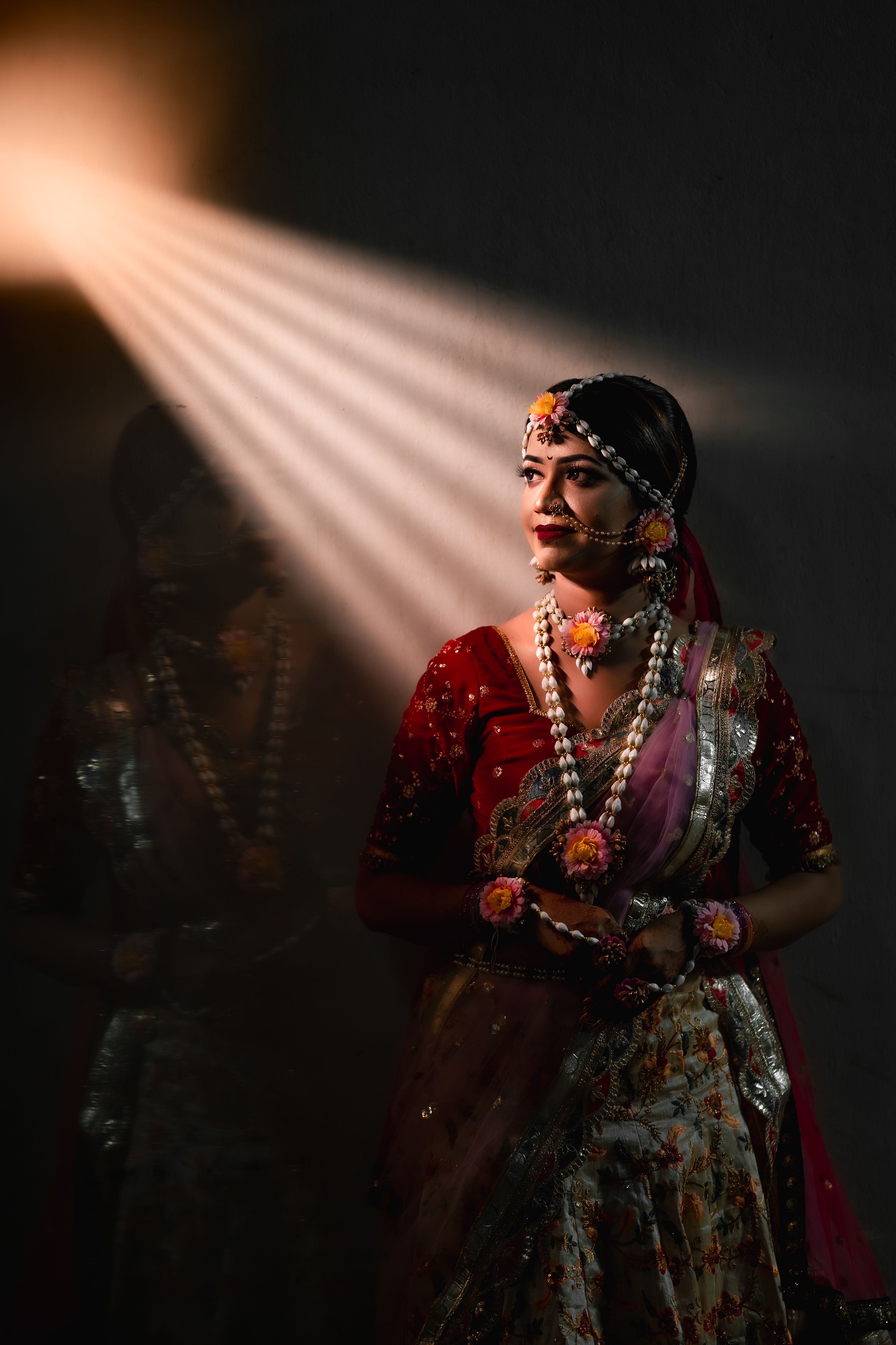 Indian Bride in Traditional Attire with Dramatic Lighting · Free Stock ...