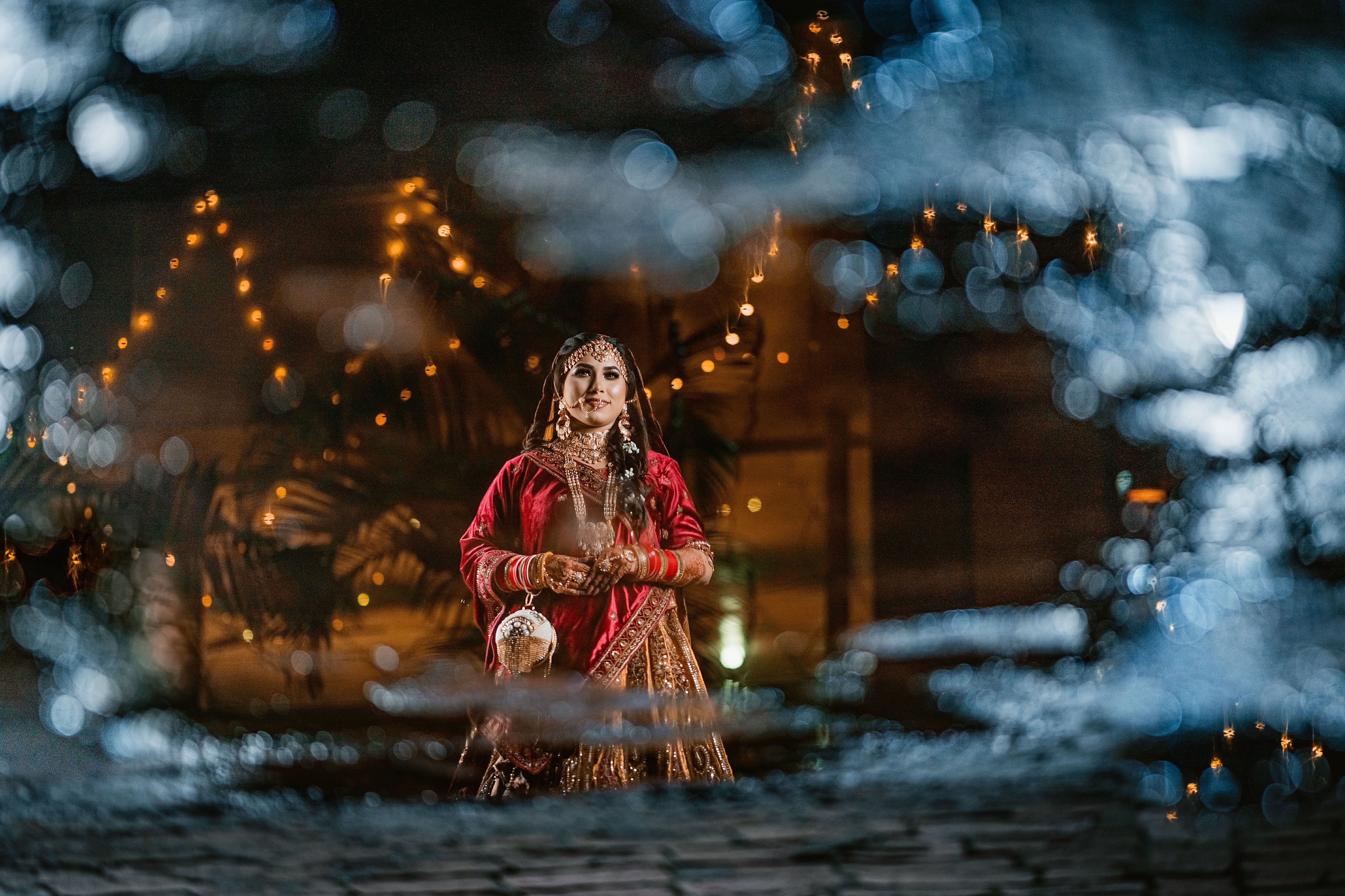 Elegant Indian Bridal Portrait at Night · Free Stock Photo