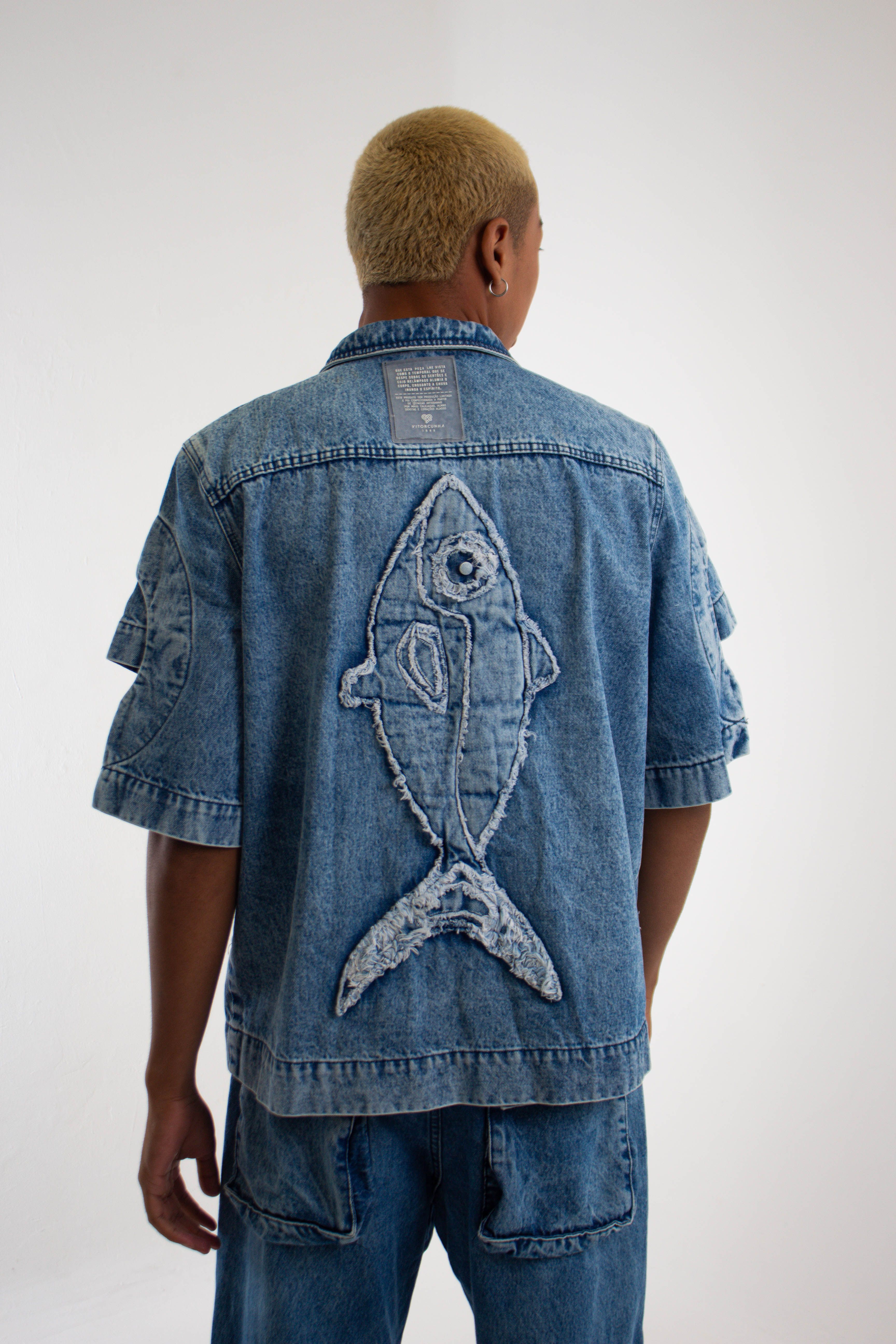 Unique Denim Jacket with Fish Design · Free Stock Photo