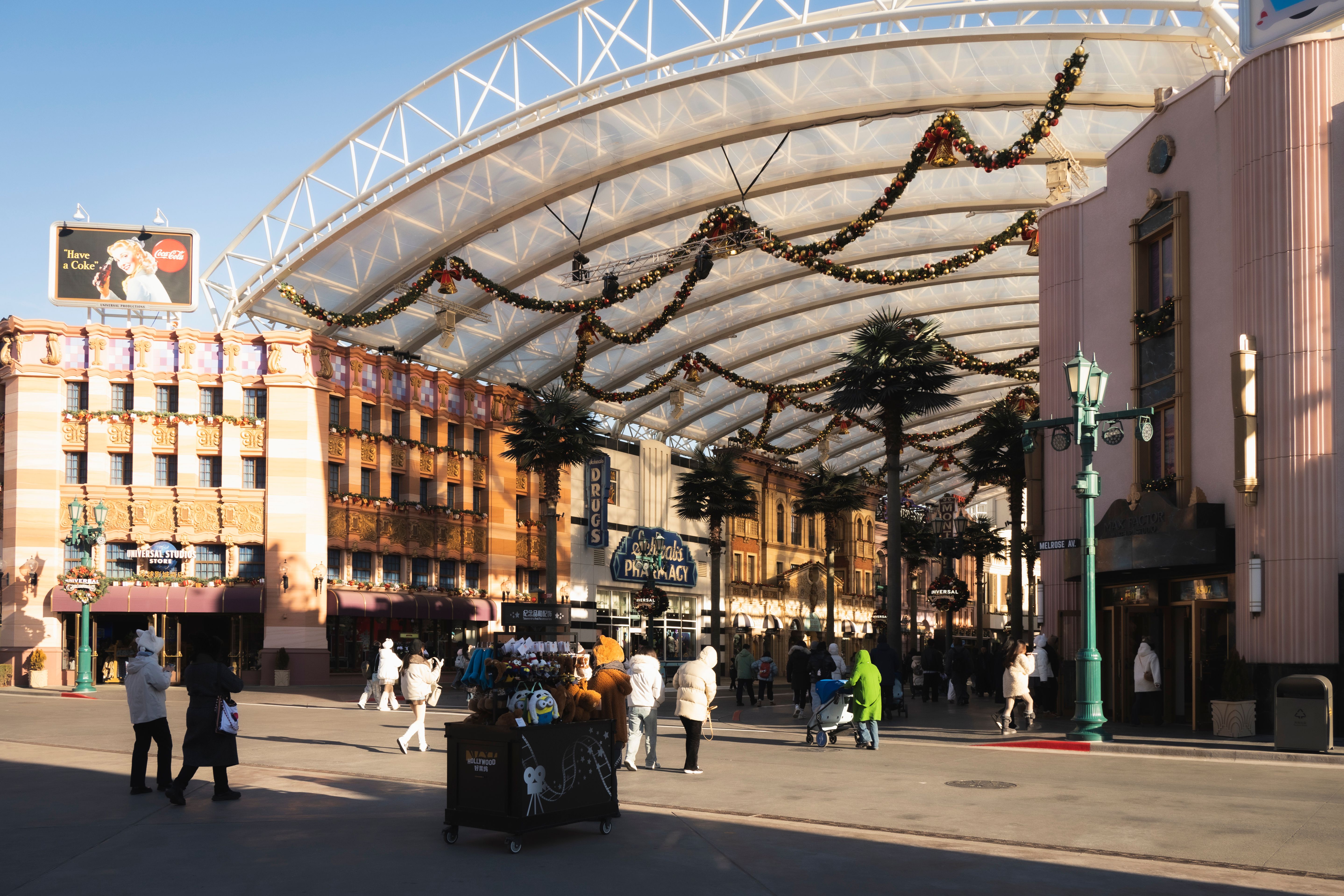 Festive Street Scene at Theme Park · Free Stock Photo