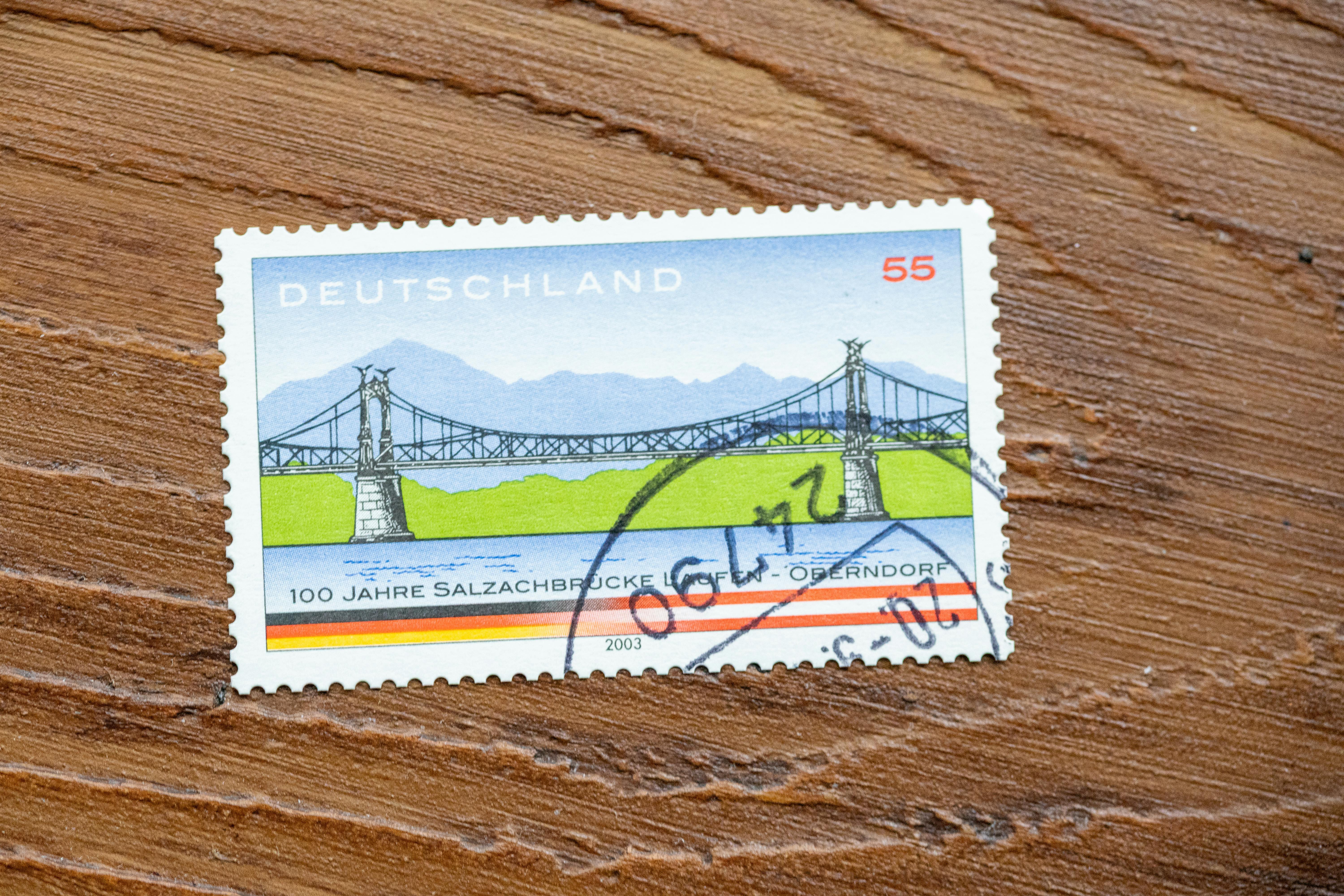 Commemorative German Stamp Featuring Bridge · Free Stock Photo