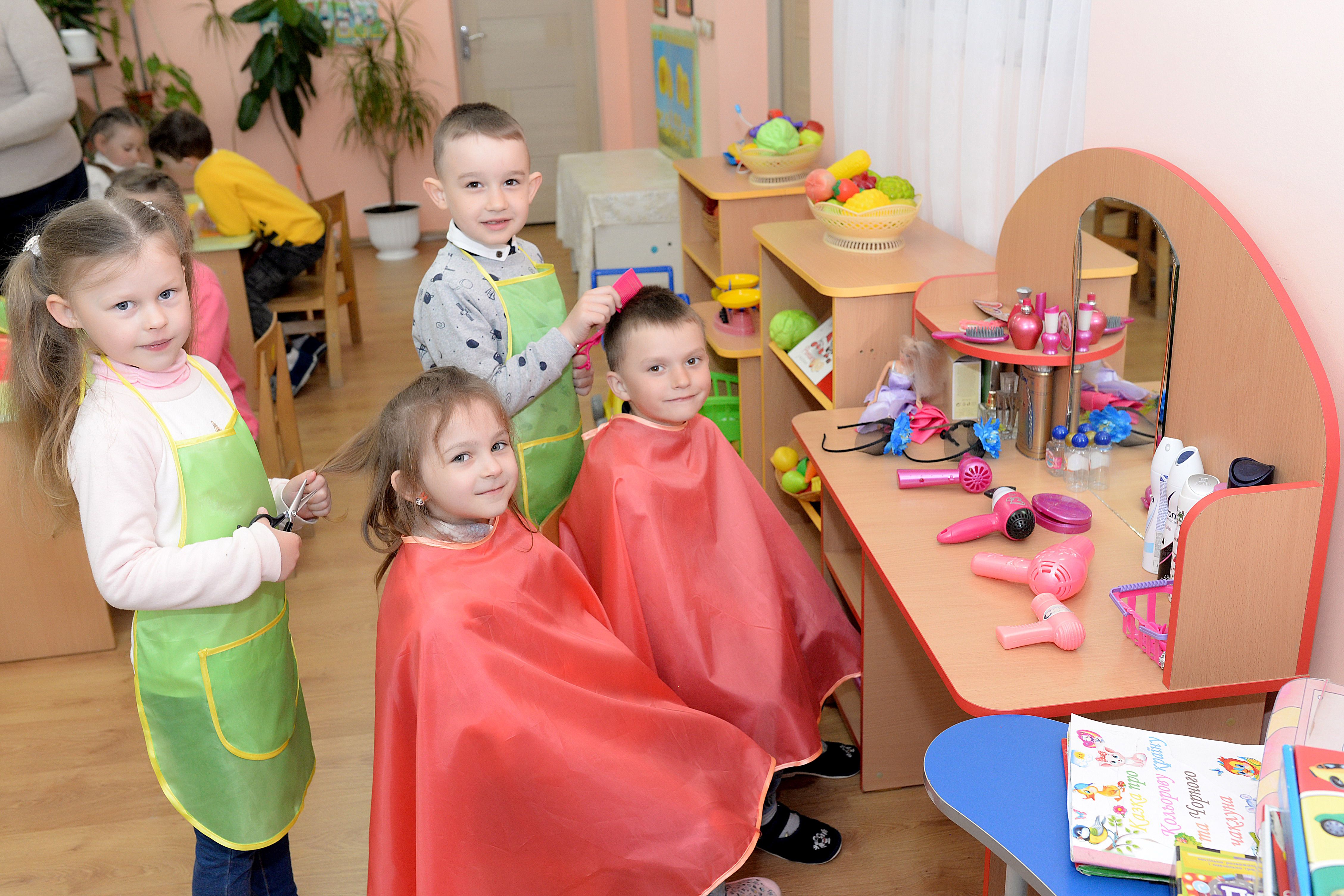 Children Playing Hair Salon in Classroom · Free Stock Photo