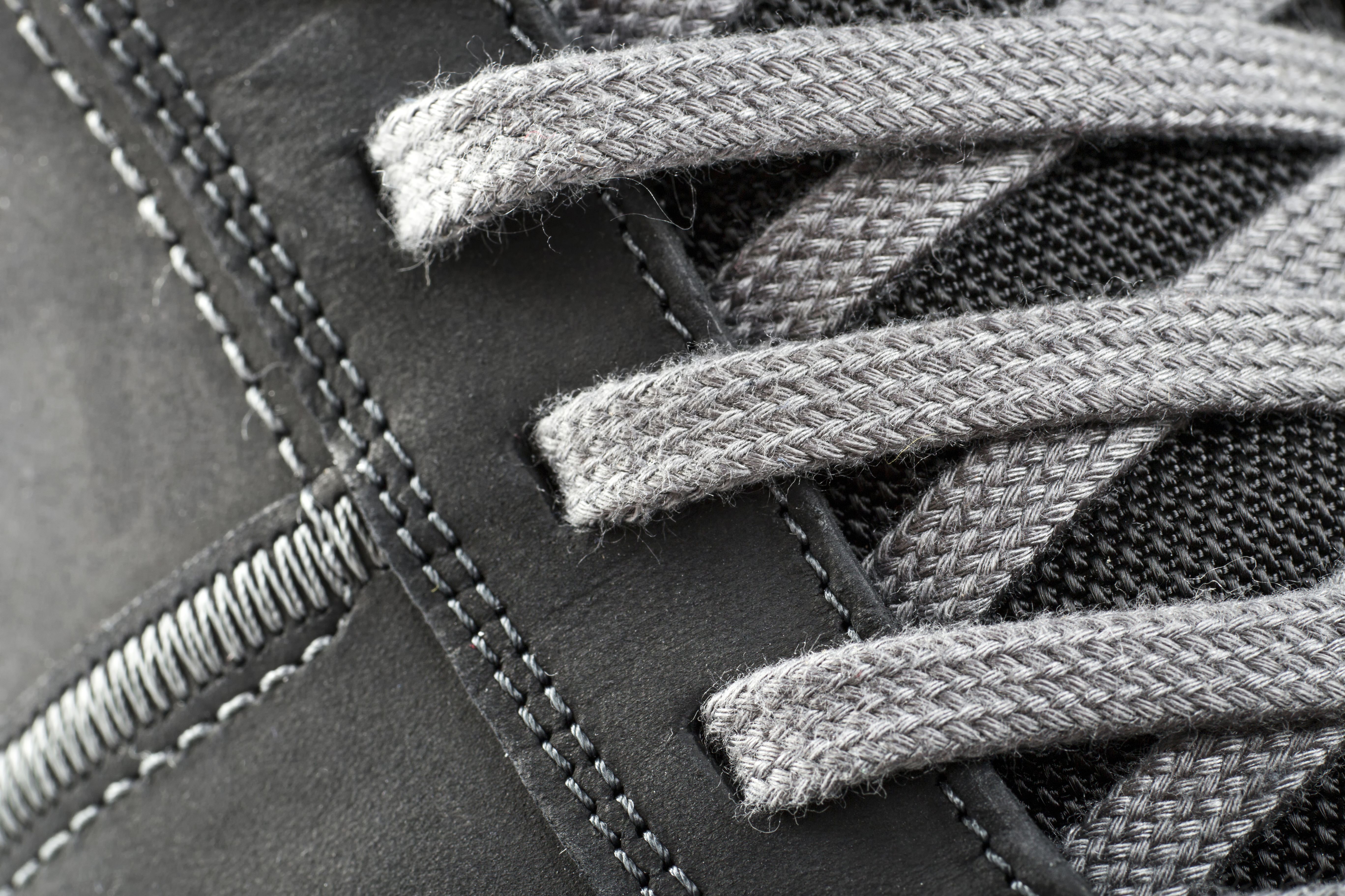 Close-Up of Gray Shoe Lace and Stitching Detail · Free Stock Photo