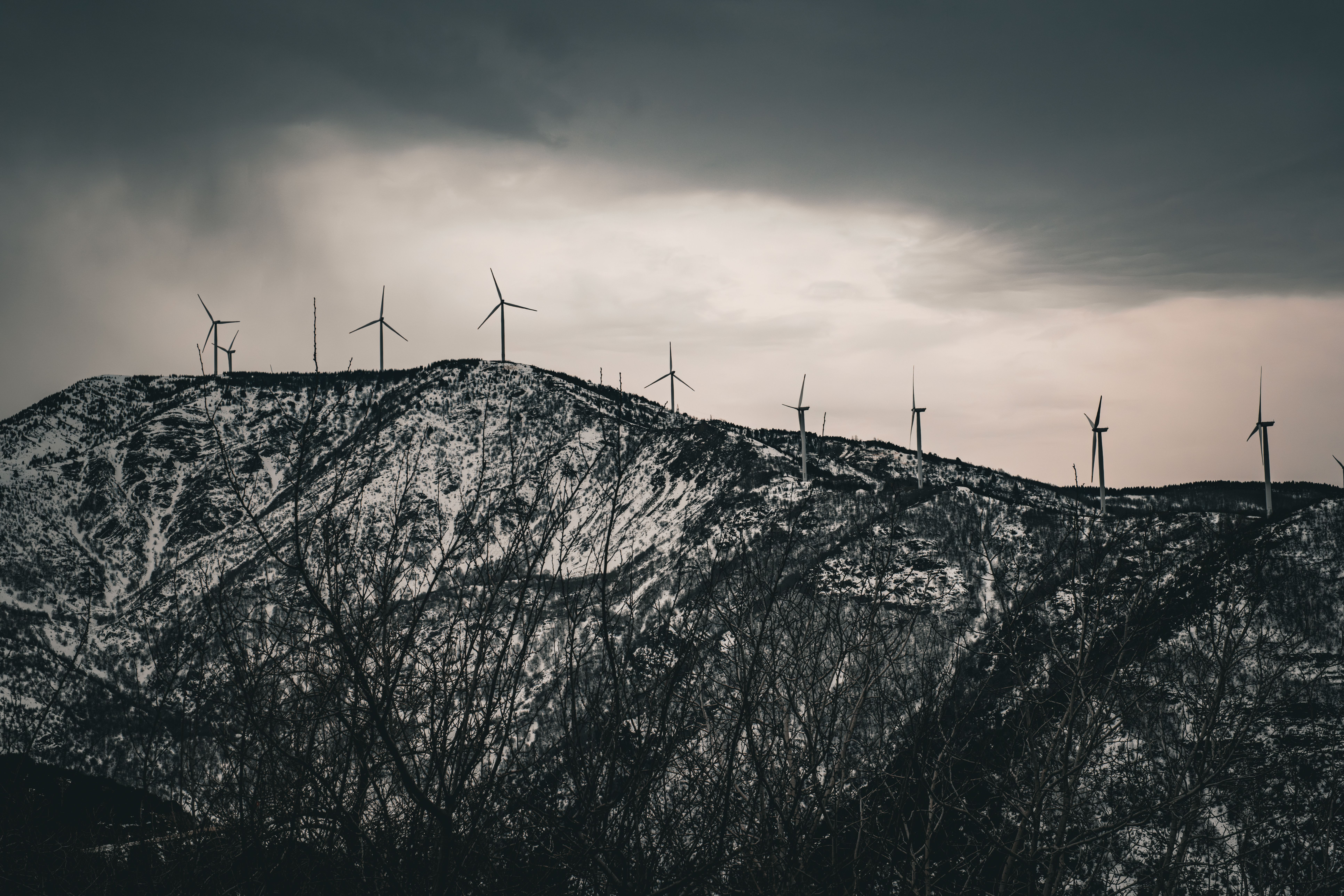 Majestic Mountain Landscape with Wind Turbines · Free Stock Photo