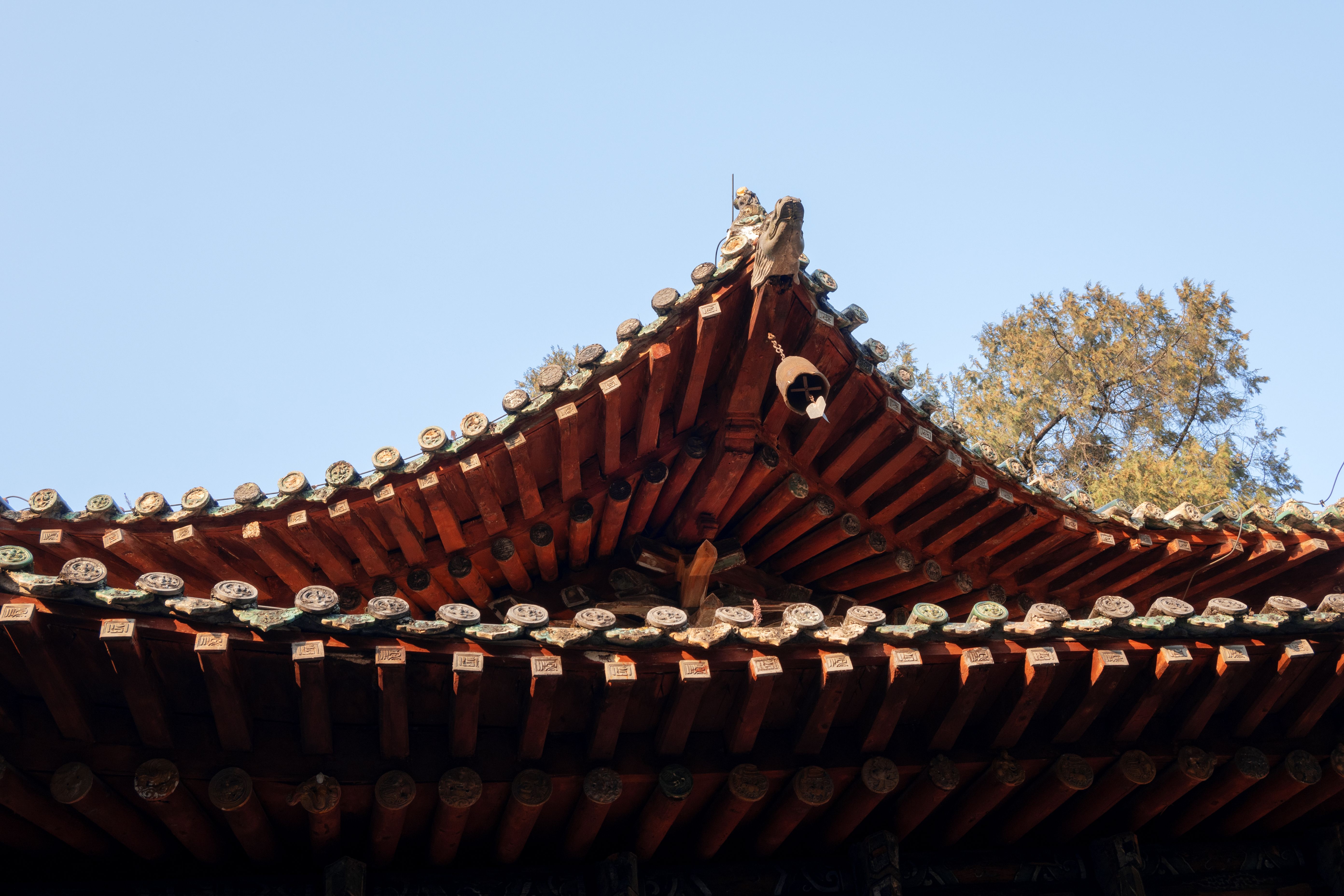 Traditional Asian Architectural Roof with Blue Sky · Free Stock Photo