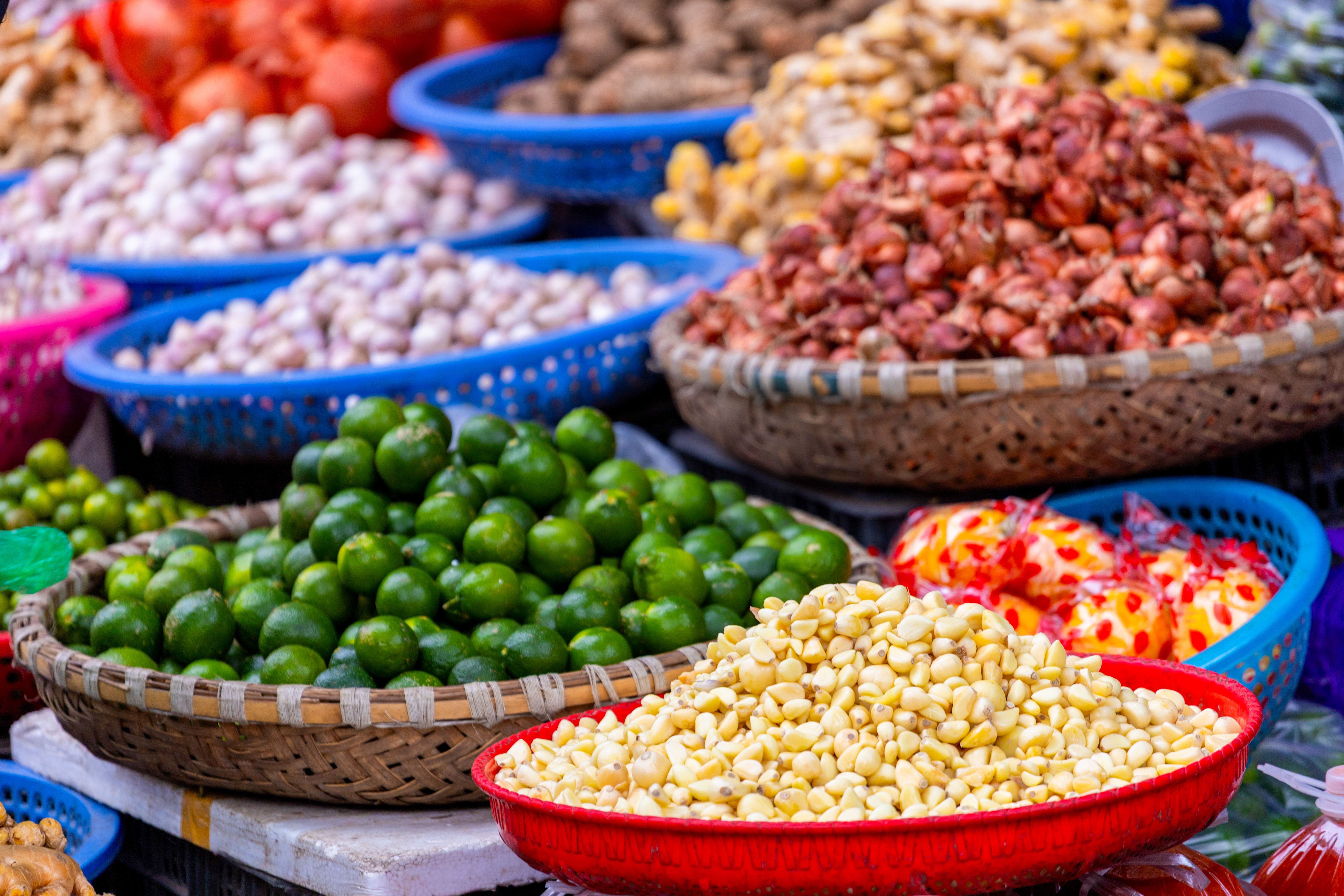 Colorful Fresh Produce at Hanoi Market · Free Stock Photo