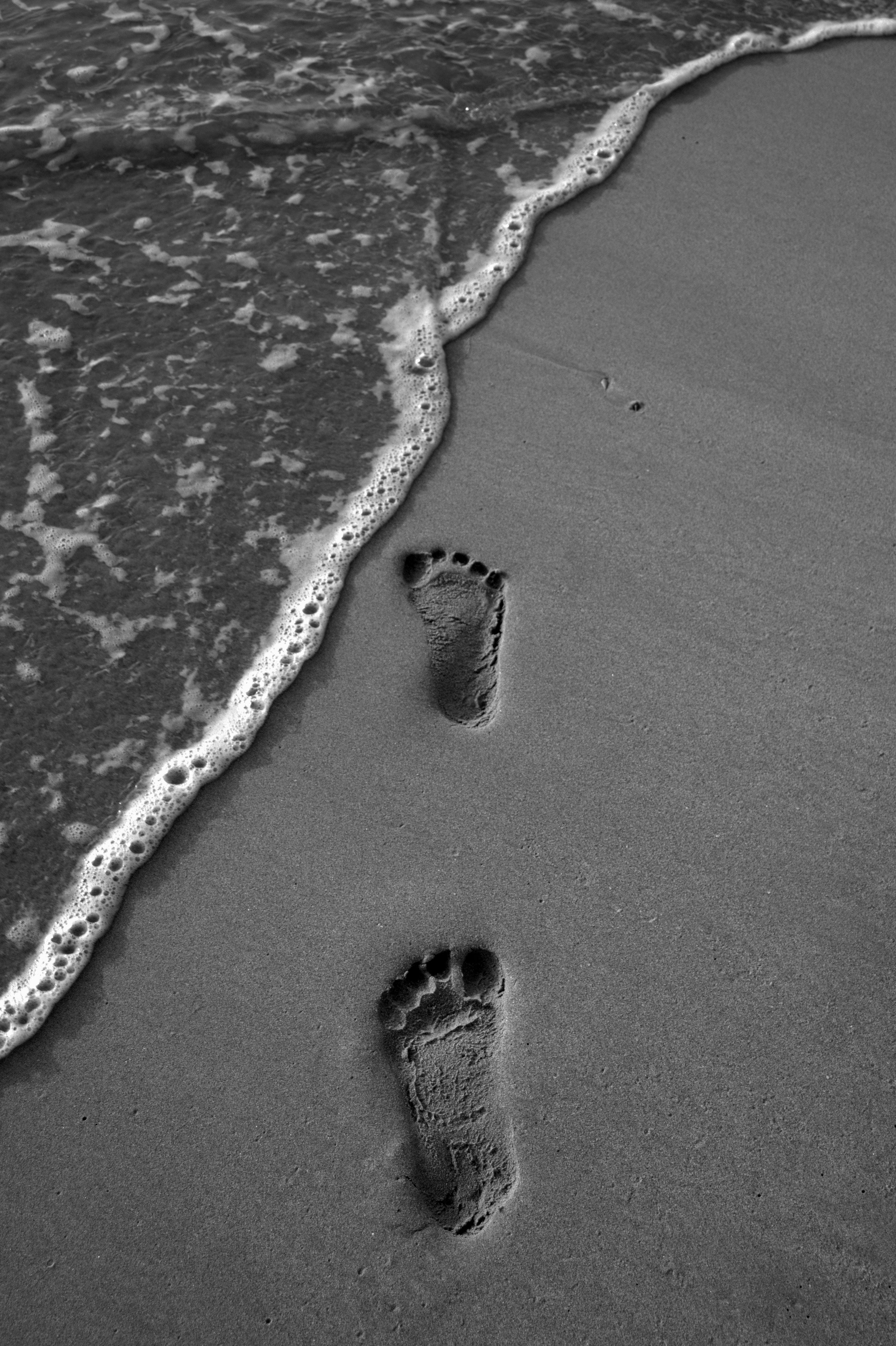 Empreintes De Pas Sur La Plage De Sable Au Bord De L'eau · Photo gratuite