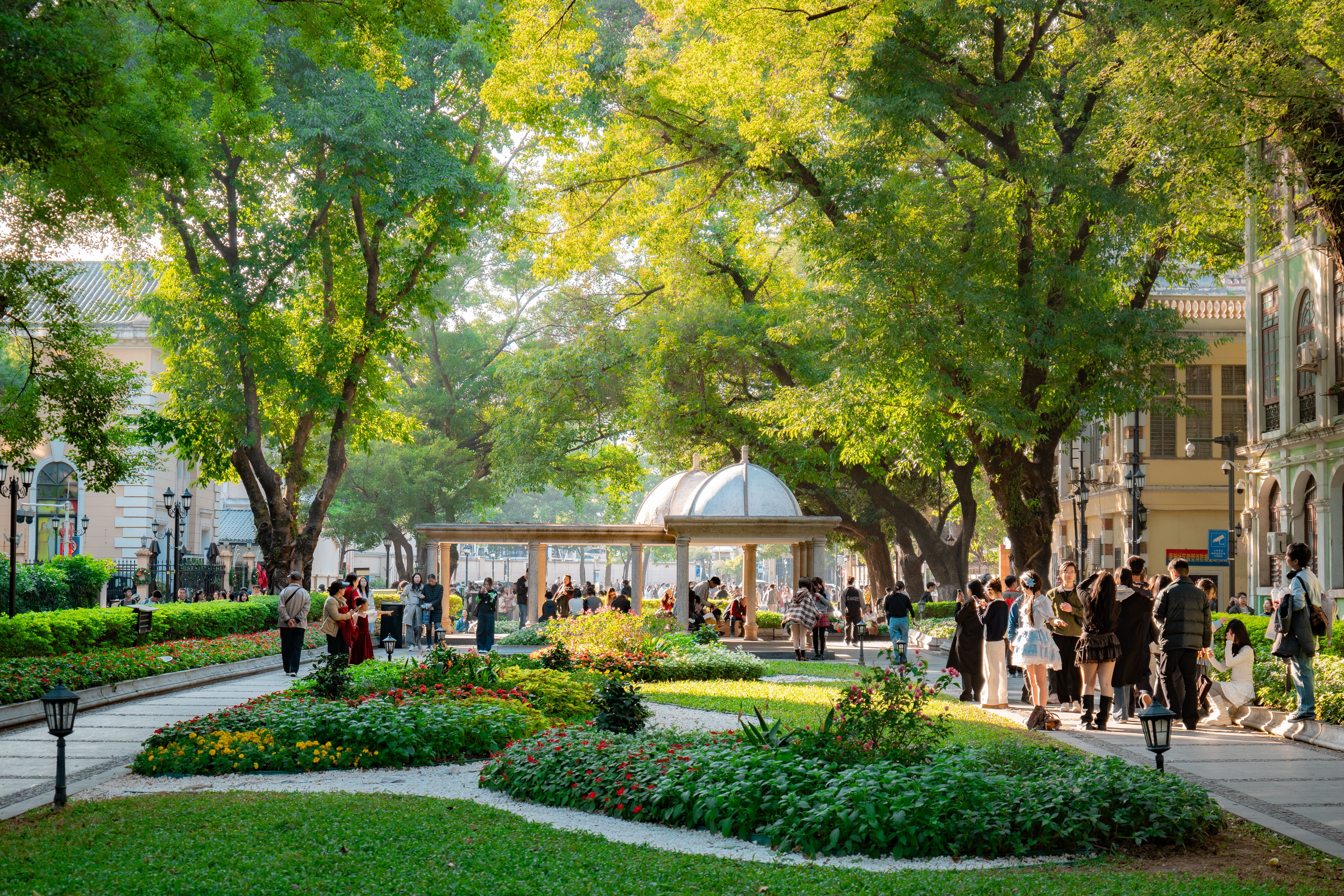 Lively Park Scene with People Enjoying Nature · Free Stock Photo