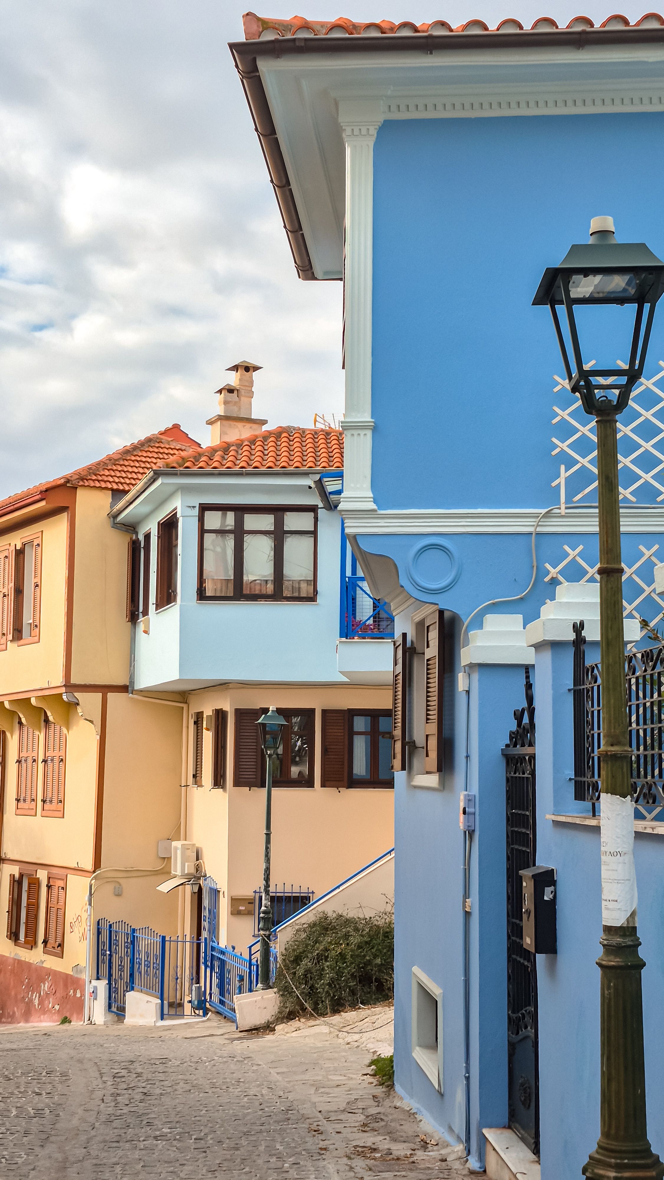 Charming Mediterranean Street Scene with Colorful Houses · Free Stock Photo