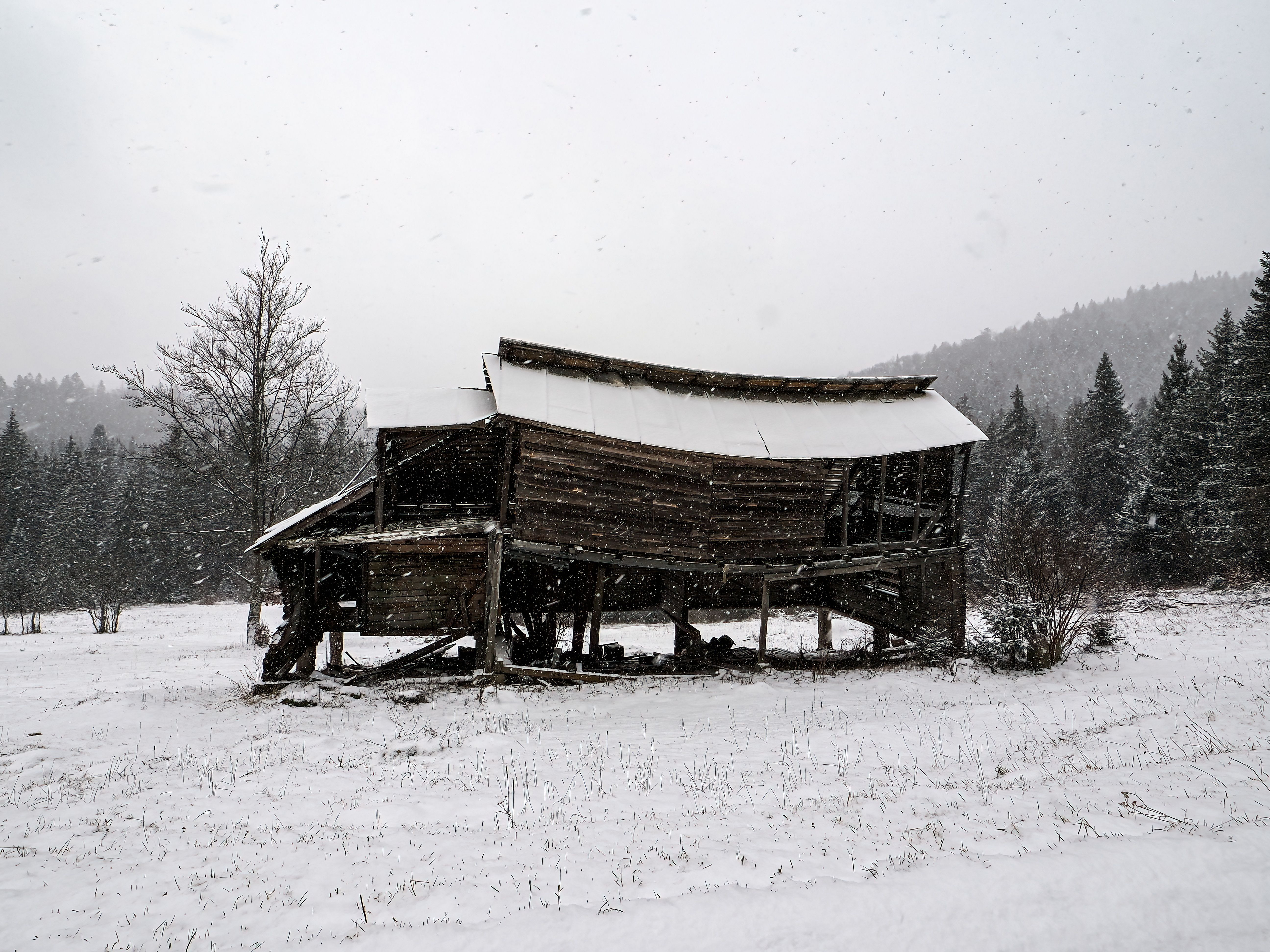 Rustic Wooden Barn in Snowy Winter Landscape · Free Stock Photo