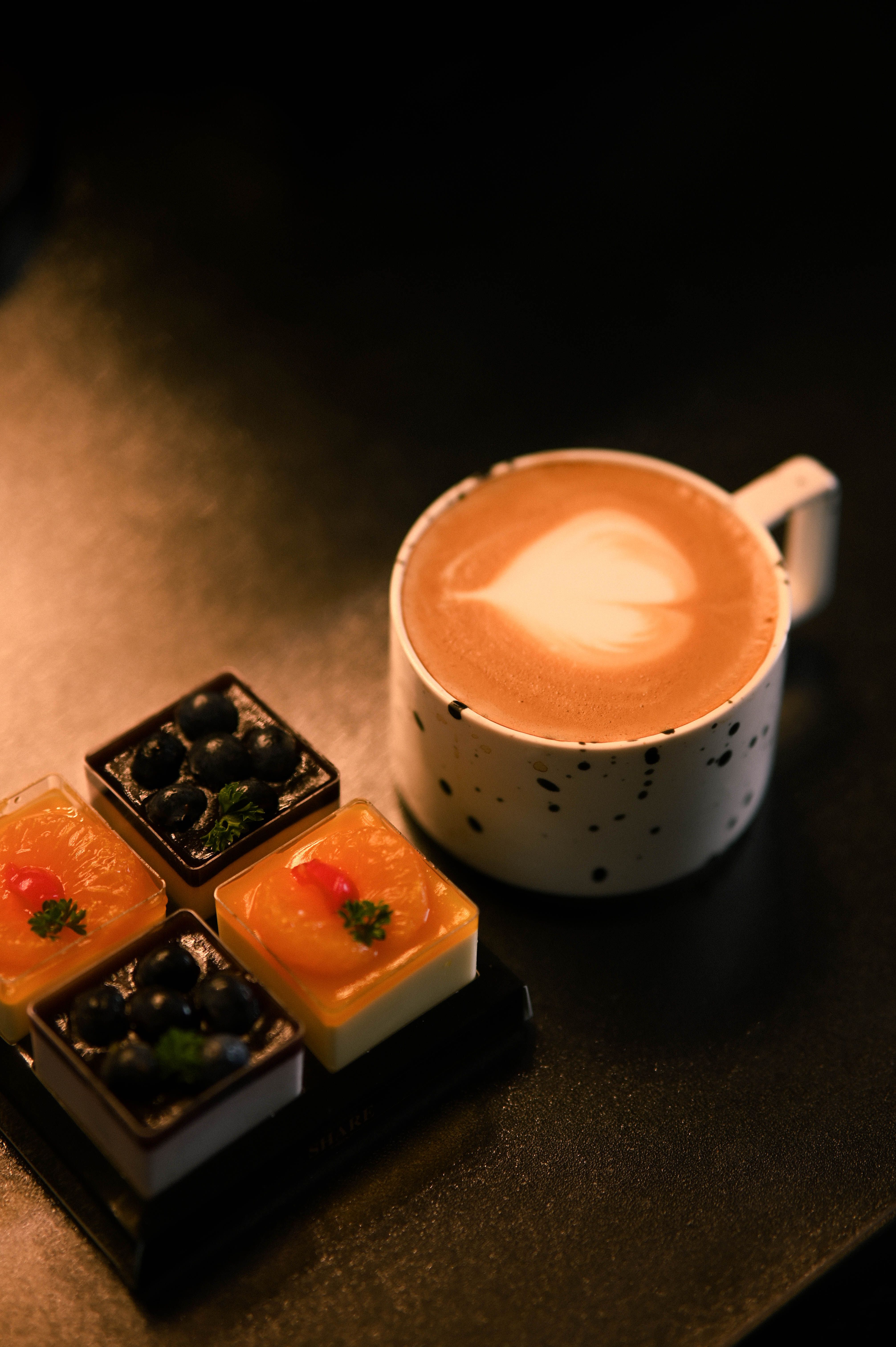 Elegant Latte Art with Gourmet Desserts · Free Stock Photo