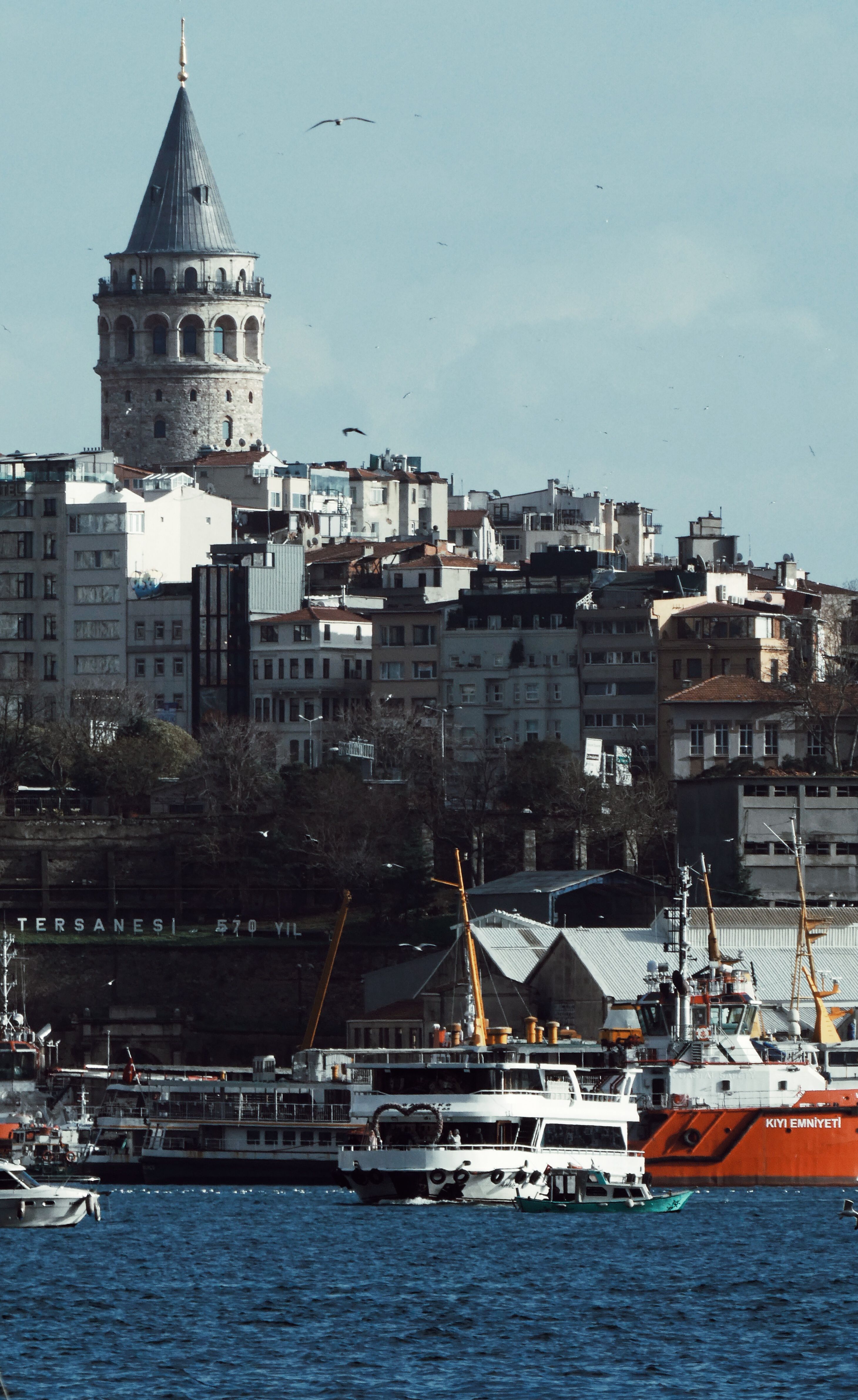 Galata Tower Overlooking Istanbul Harbor · Free Stock Photo