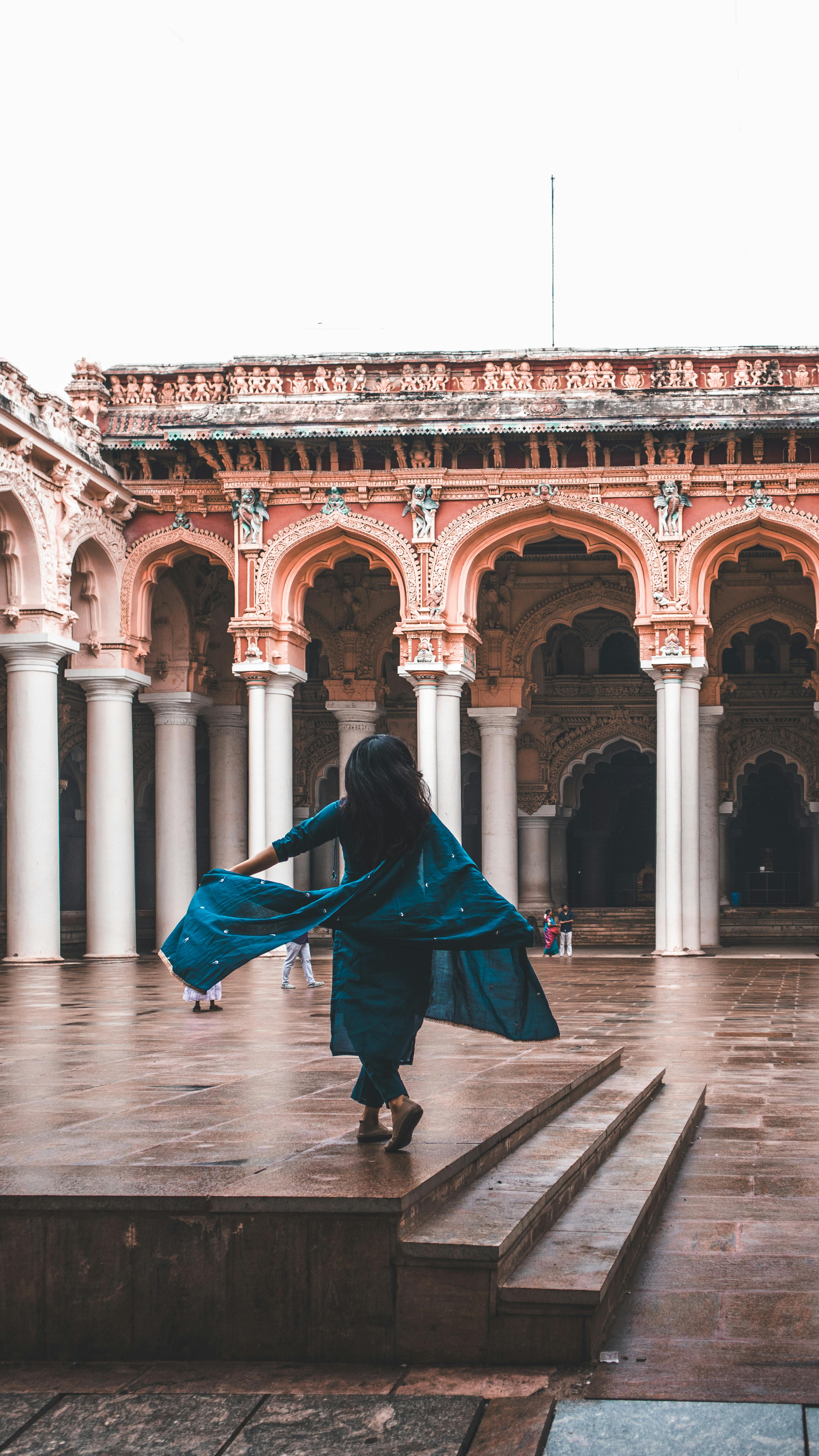 Woman in Saree at Historic Indian Palace · Free Stock Photo