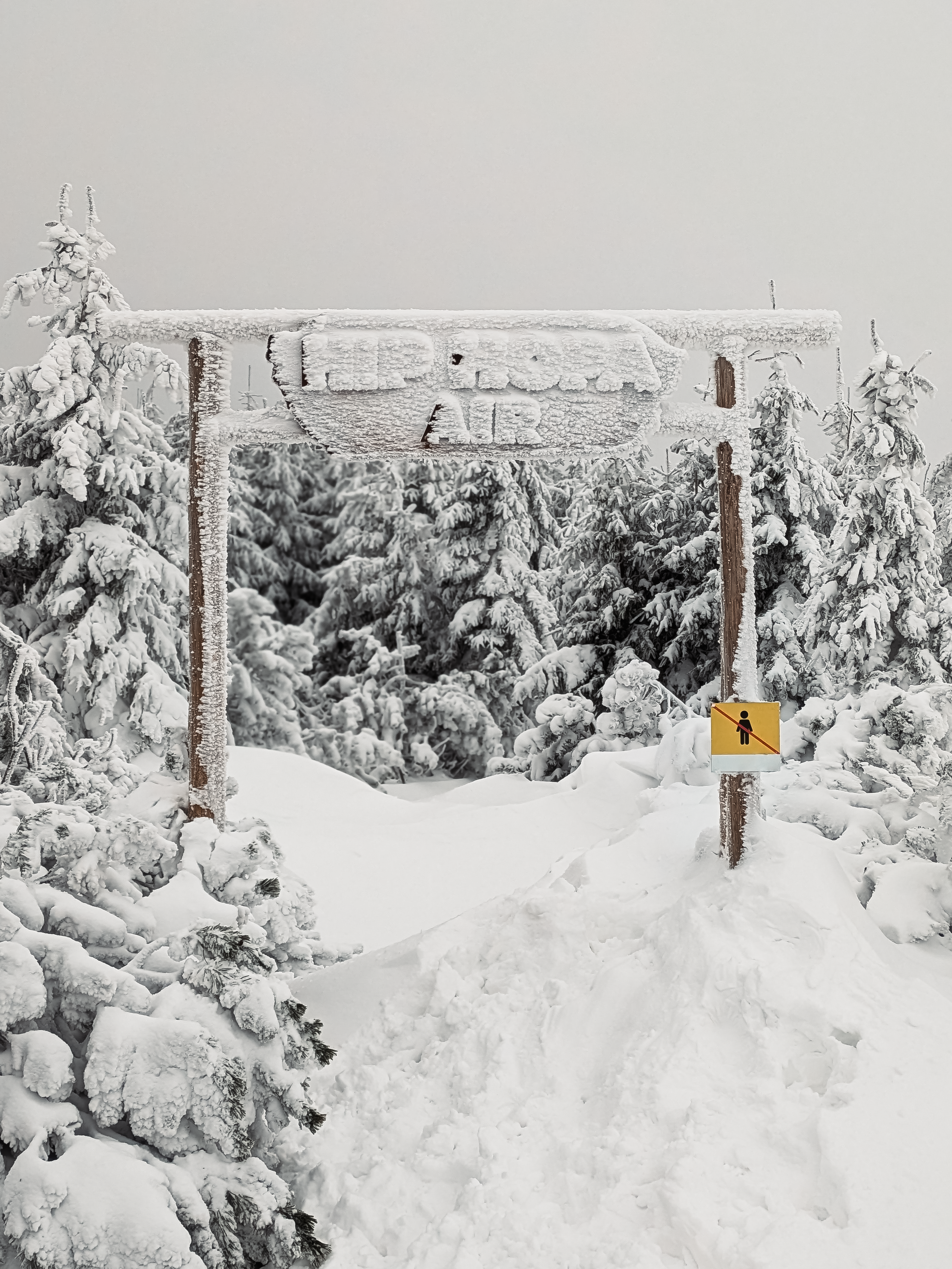 Frosty Winter Hiking Trail with Signage · Free Stock Photo