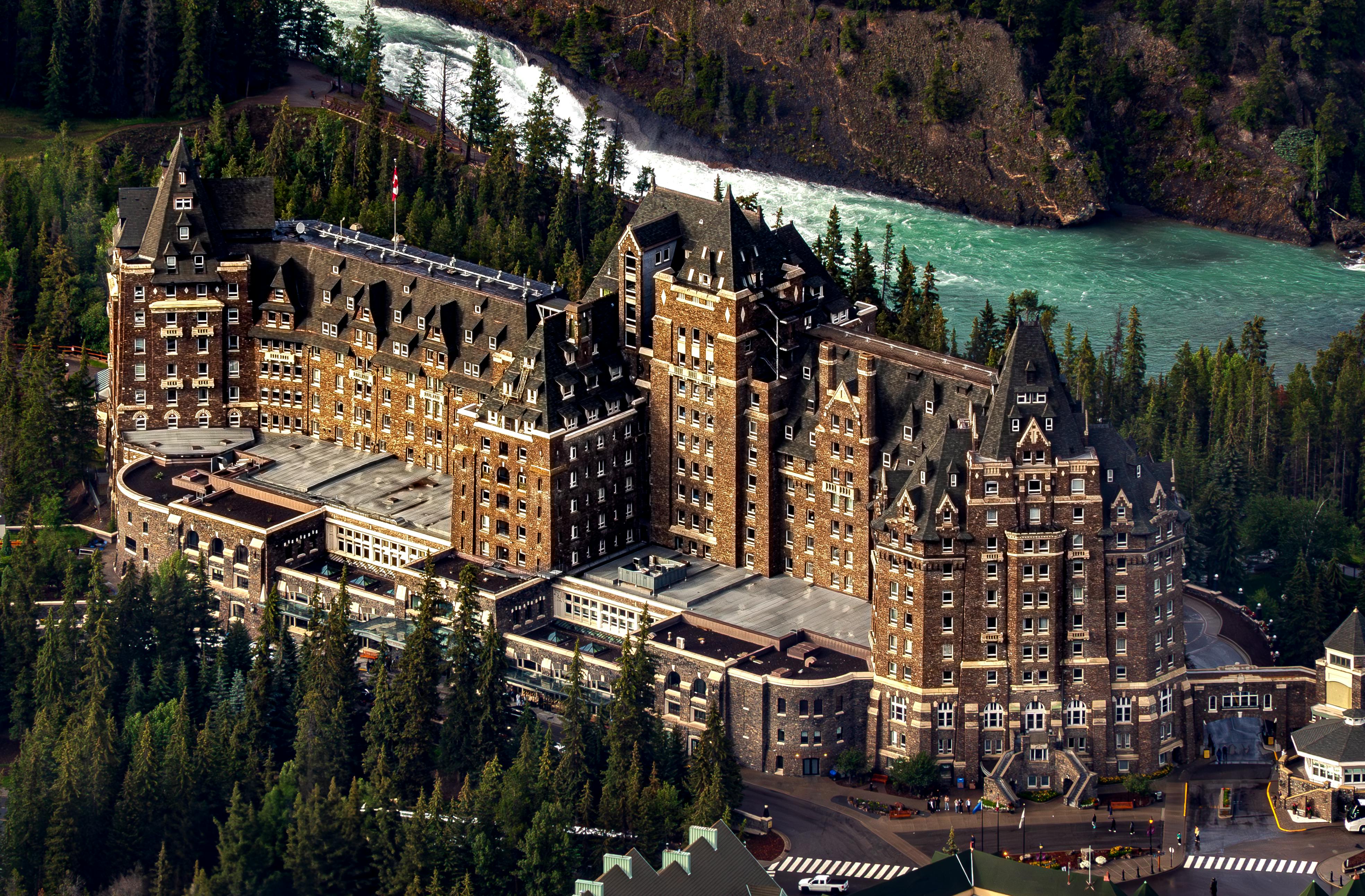Aerial View of Banff Springs Hotel in Summer · Free Stock Photo