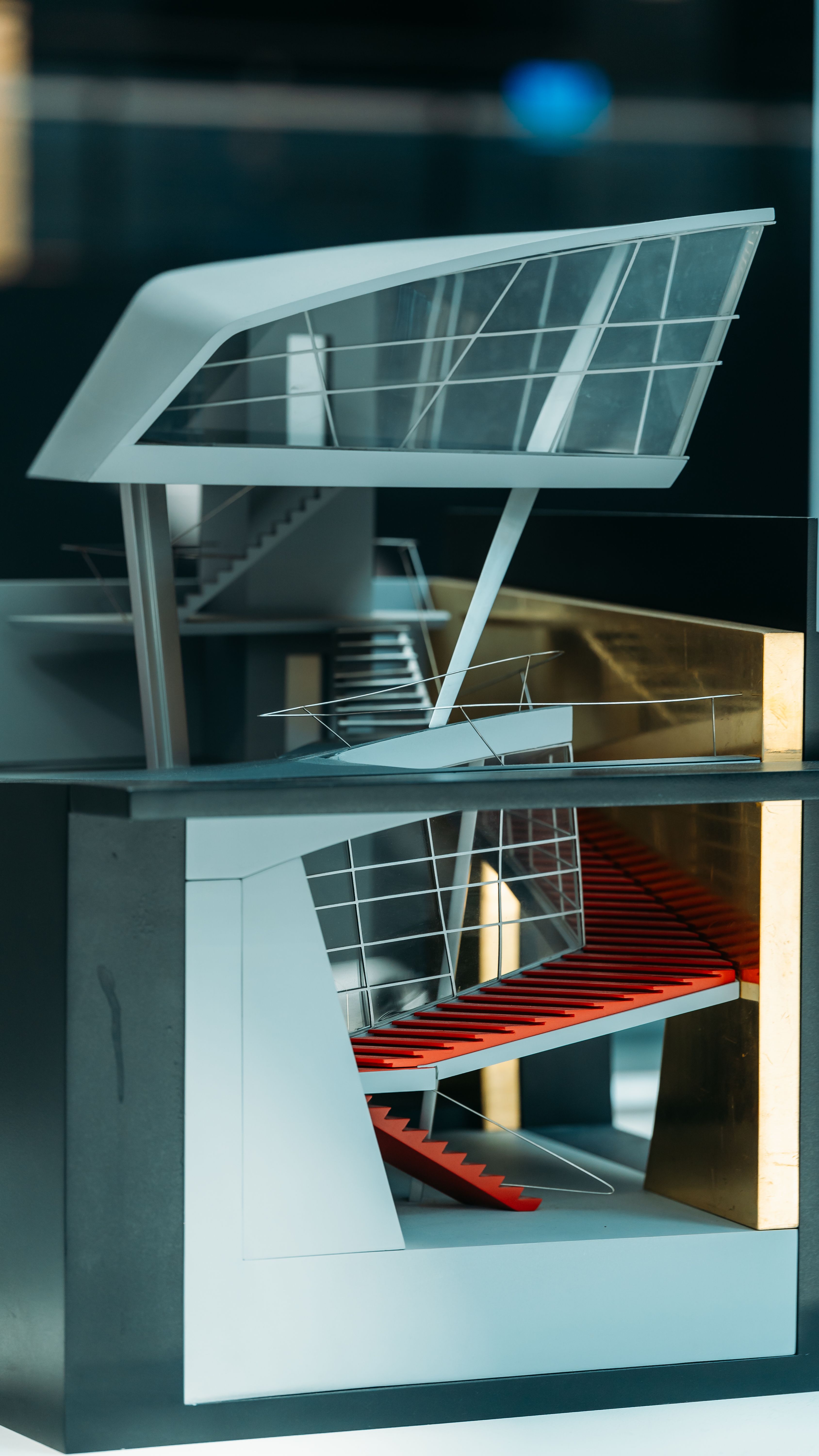 Modern Architectural Model with Red Interior Staircase · Free Stock Photo