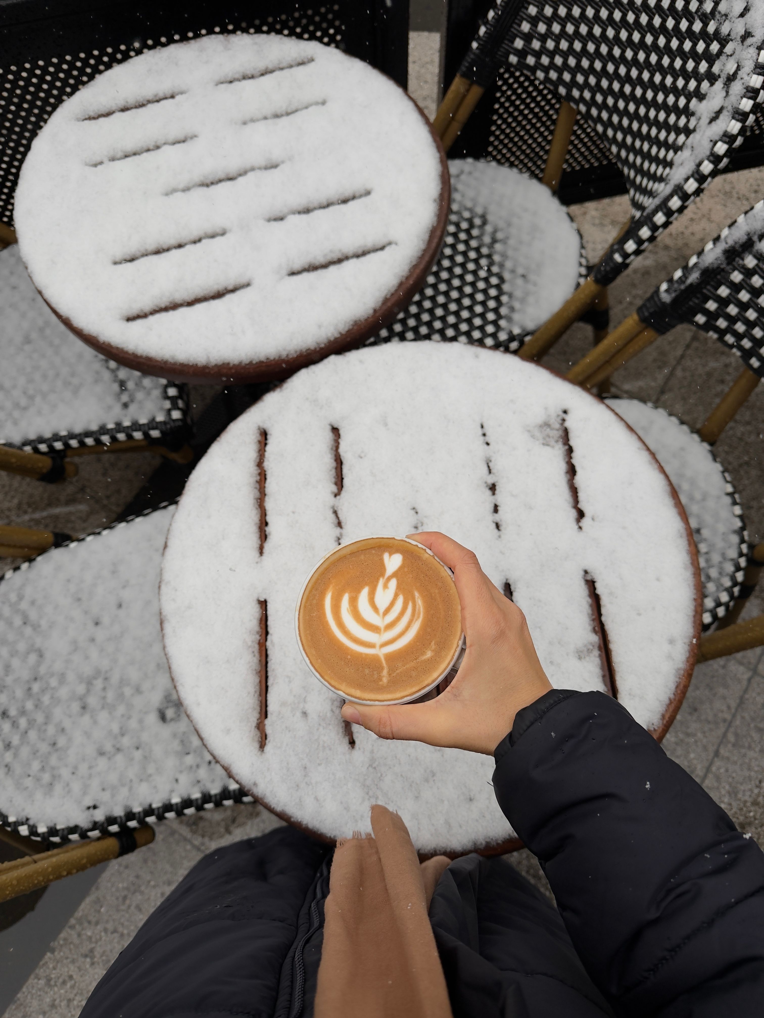 Winter Coffee Break on Snow Covered Patio · Free Stock Photo