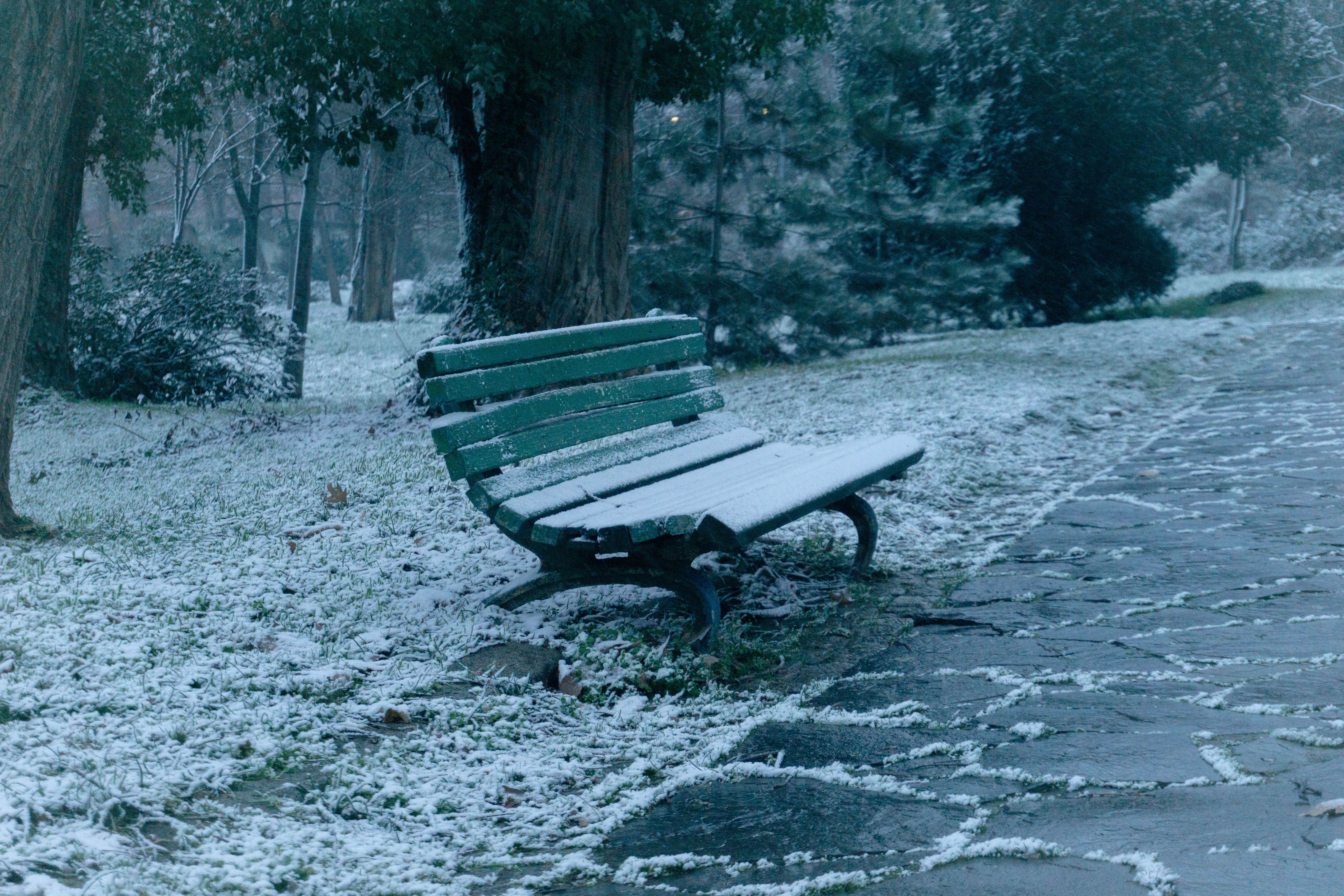 Snowy Park Bench in Plovdiv, Bulgaria · Free Stock Photo