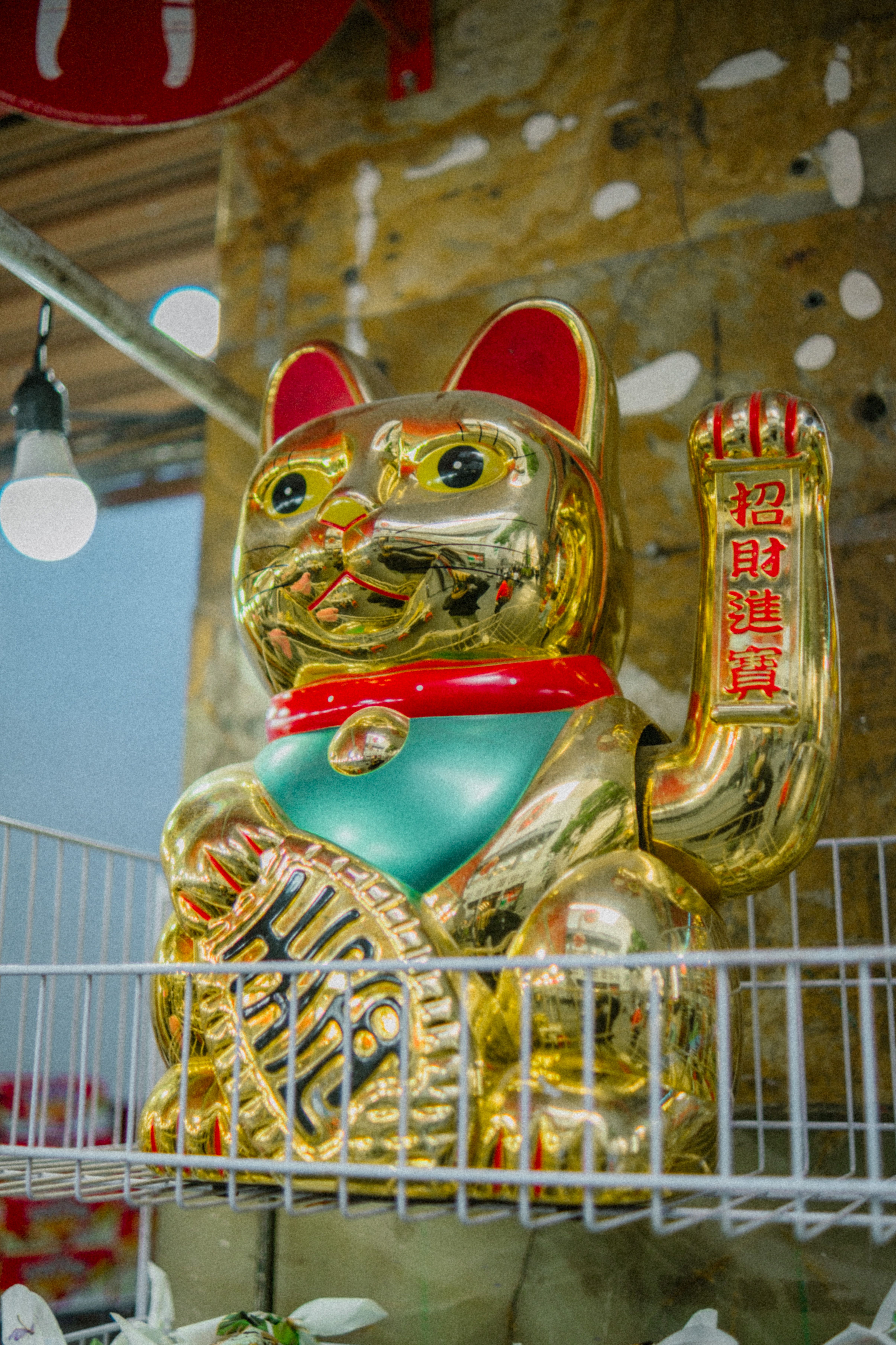 Golden Maneki-neko Cat Statue in Storefront · Free Stock Photo