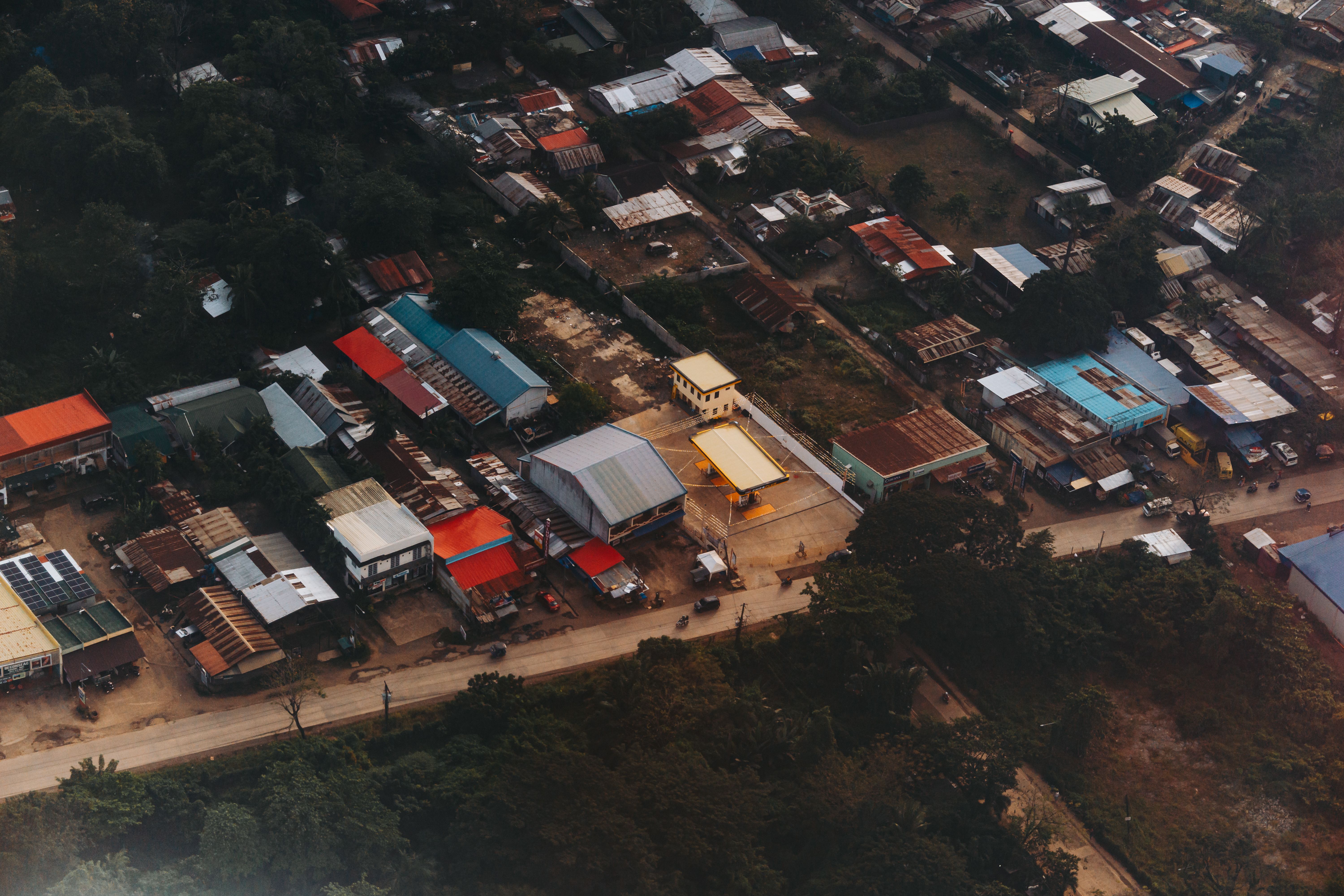 Aerial View of a Small Busy Town · Free Stock Photo
