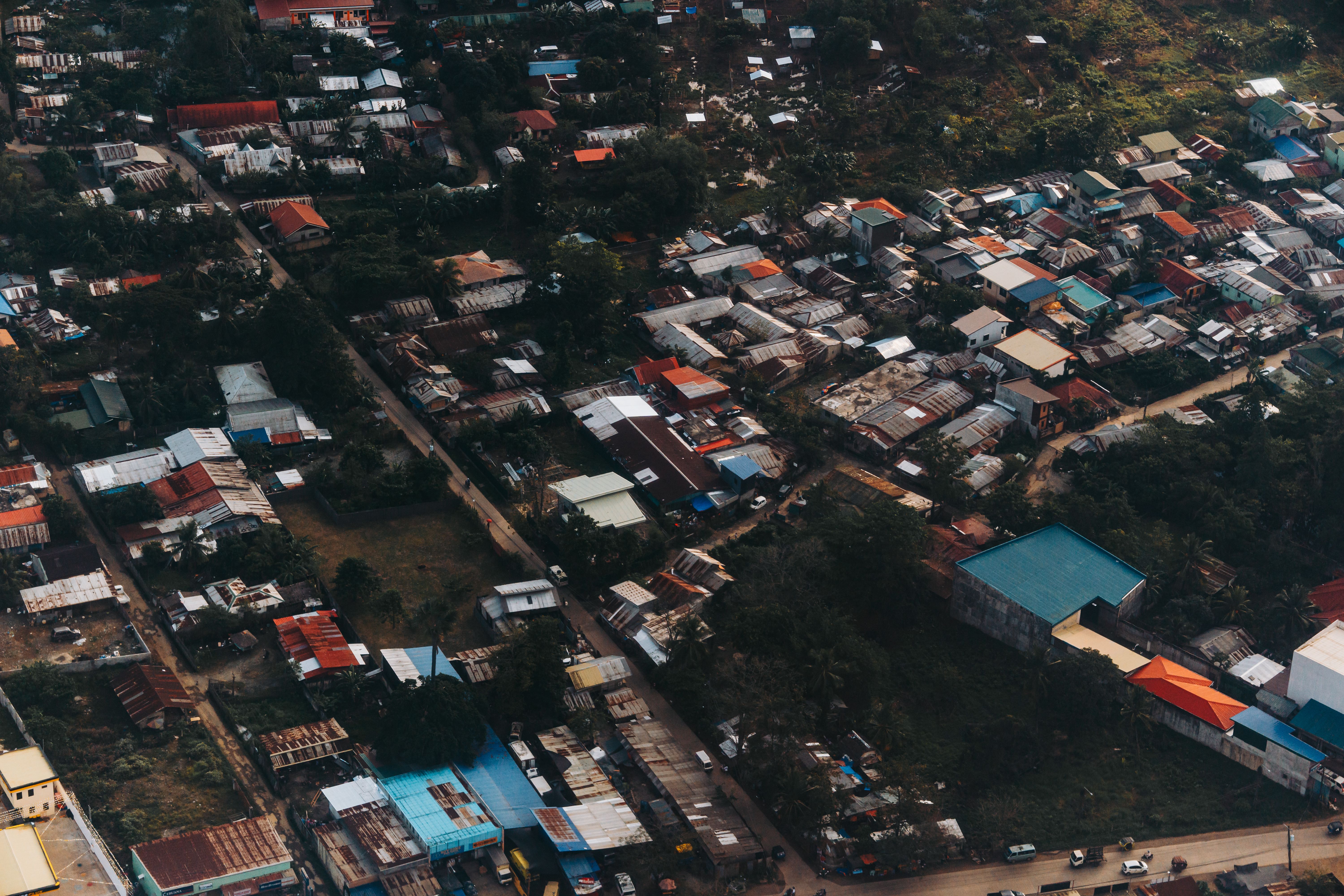 Aerial View of Colorful Urban Neighborhood · Free Stock Photo