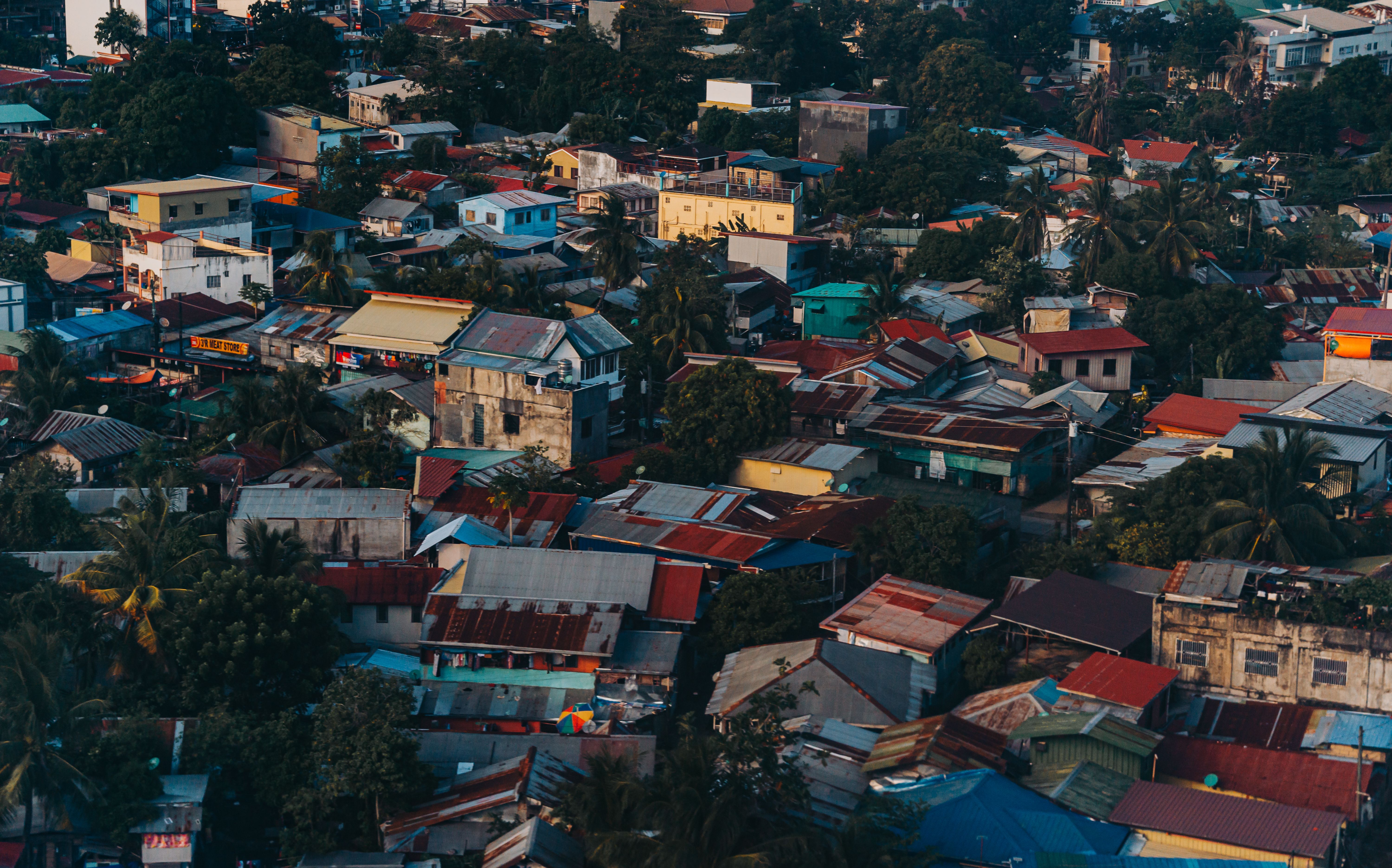 Aerial View of Colorful Urban Neighborhood · Free Stock Photo