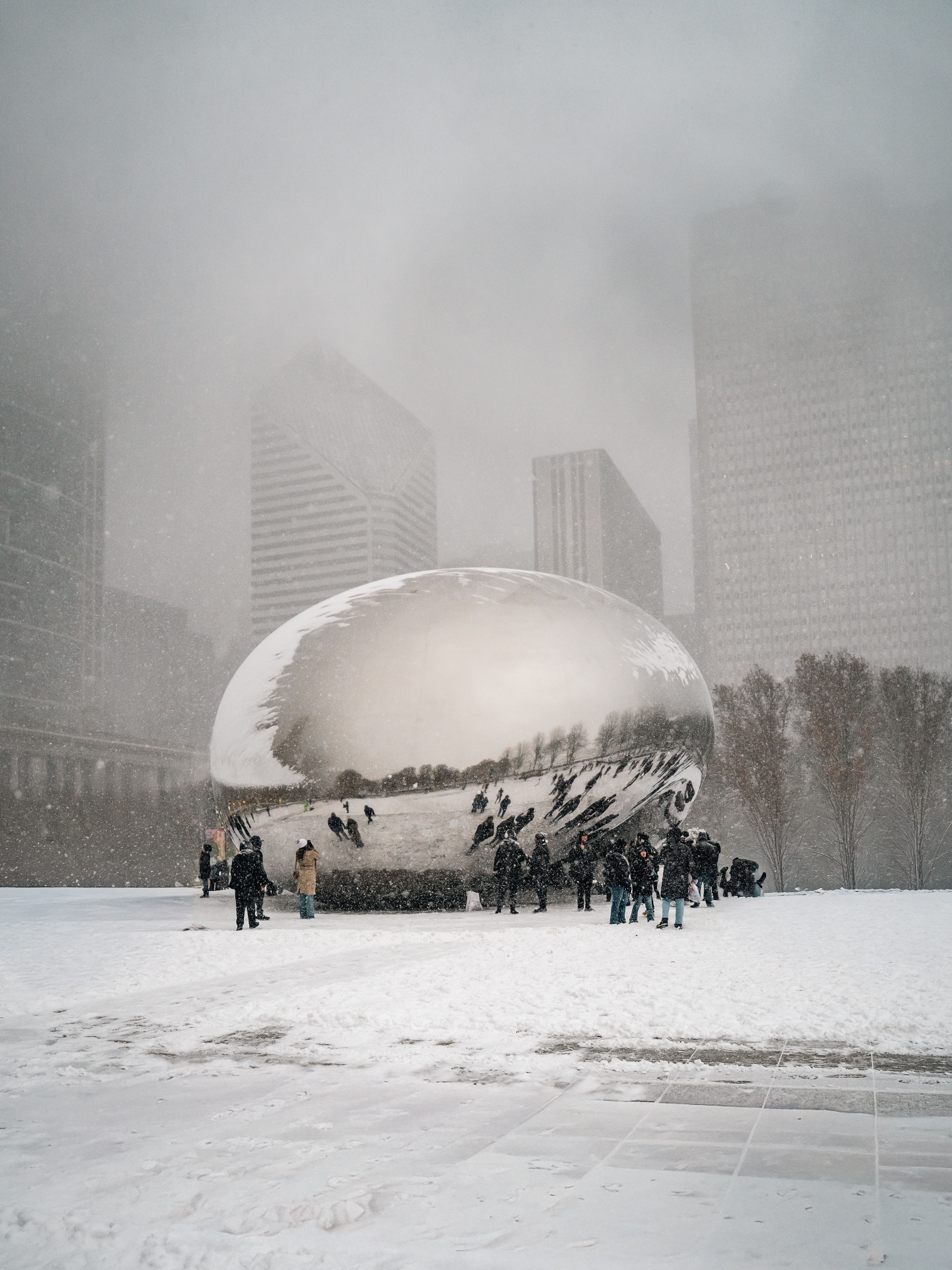 Cloud Gate Winter Scene in Chicago's Millennium Park · Free Stock Photo