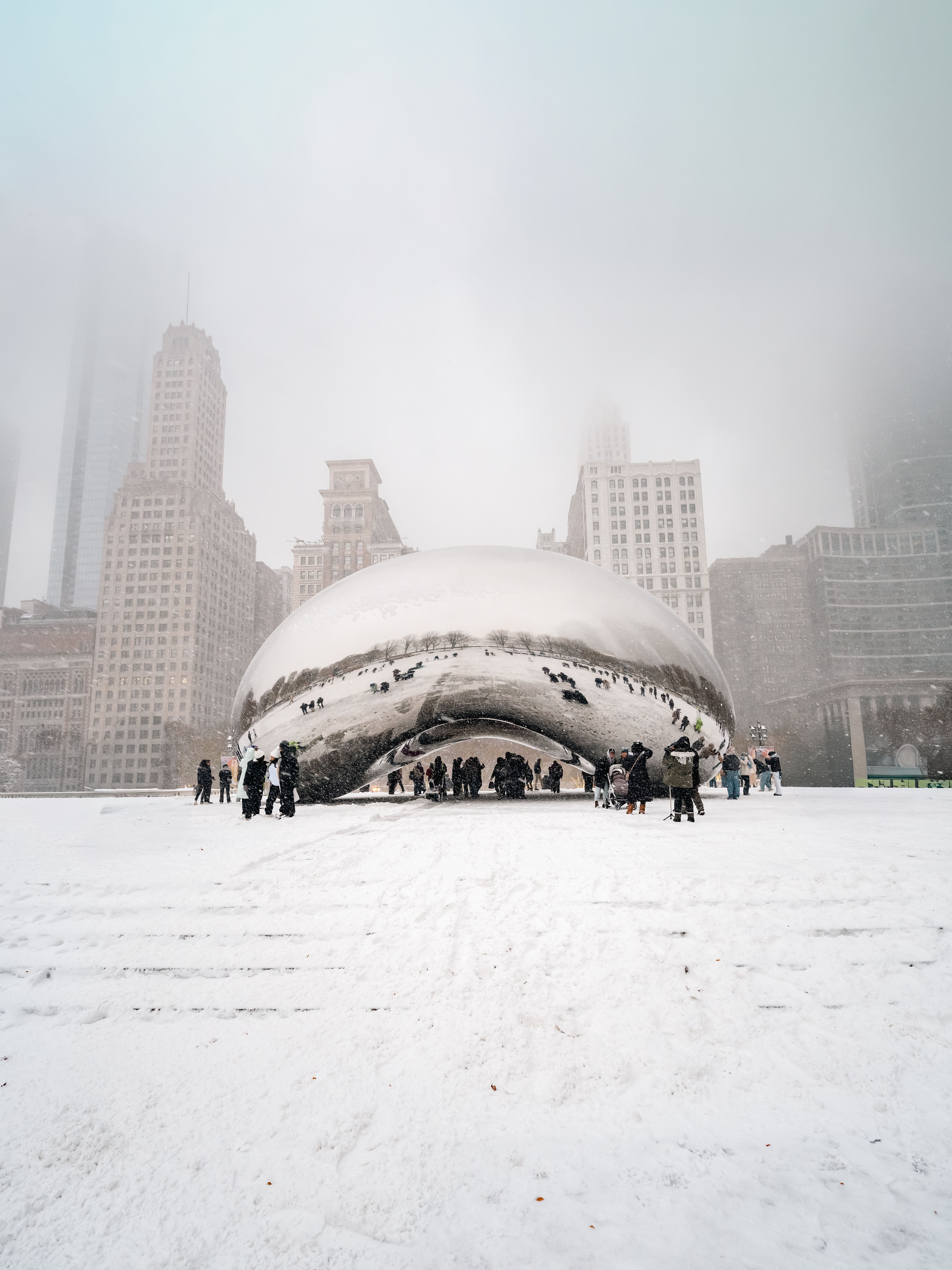Chicago's Cloud Gate in Winter Wonderland · Free Stock Photo