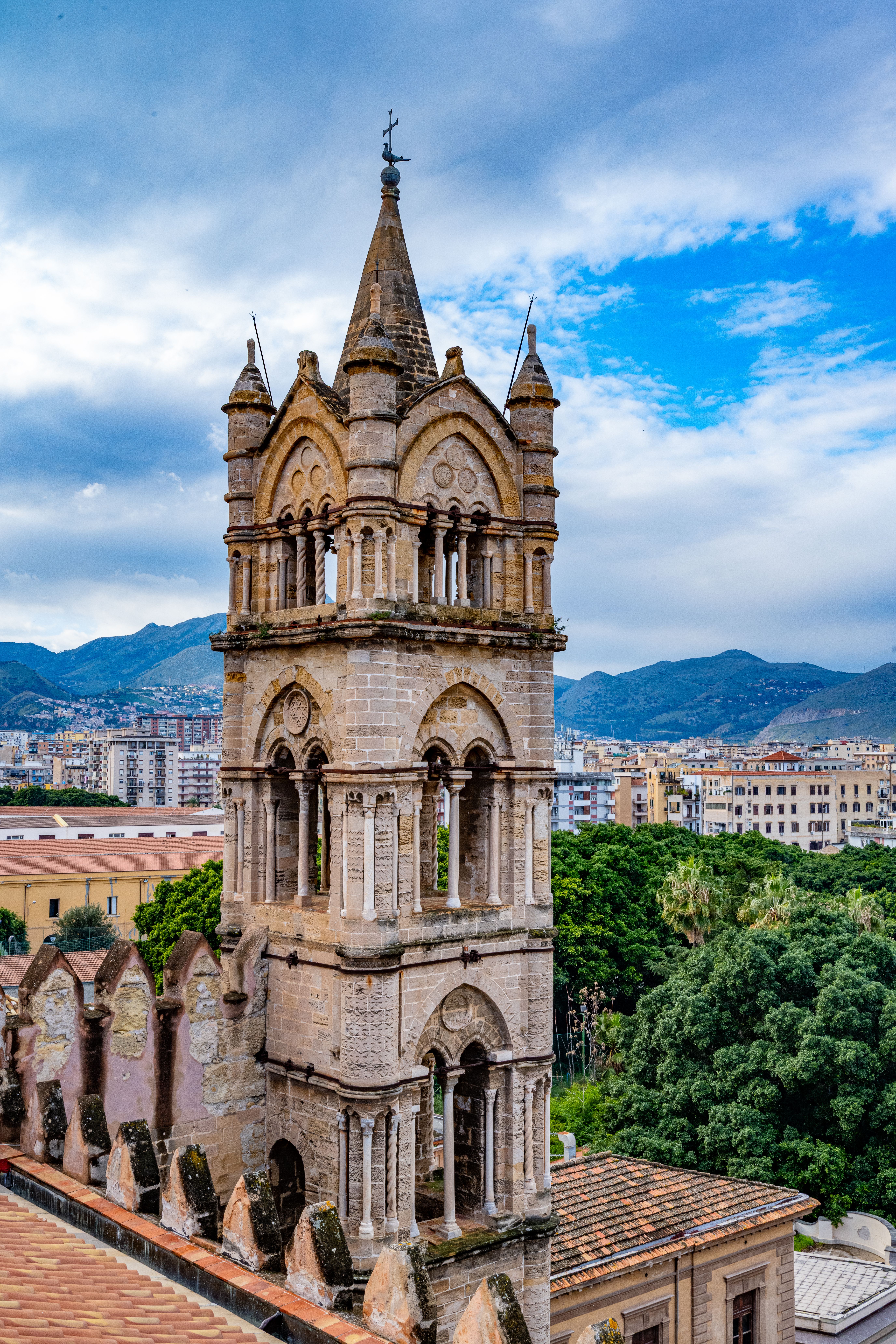 Gothic Bell Tower Overlooks Palermo Cityscape · Free Stock Photo