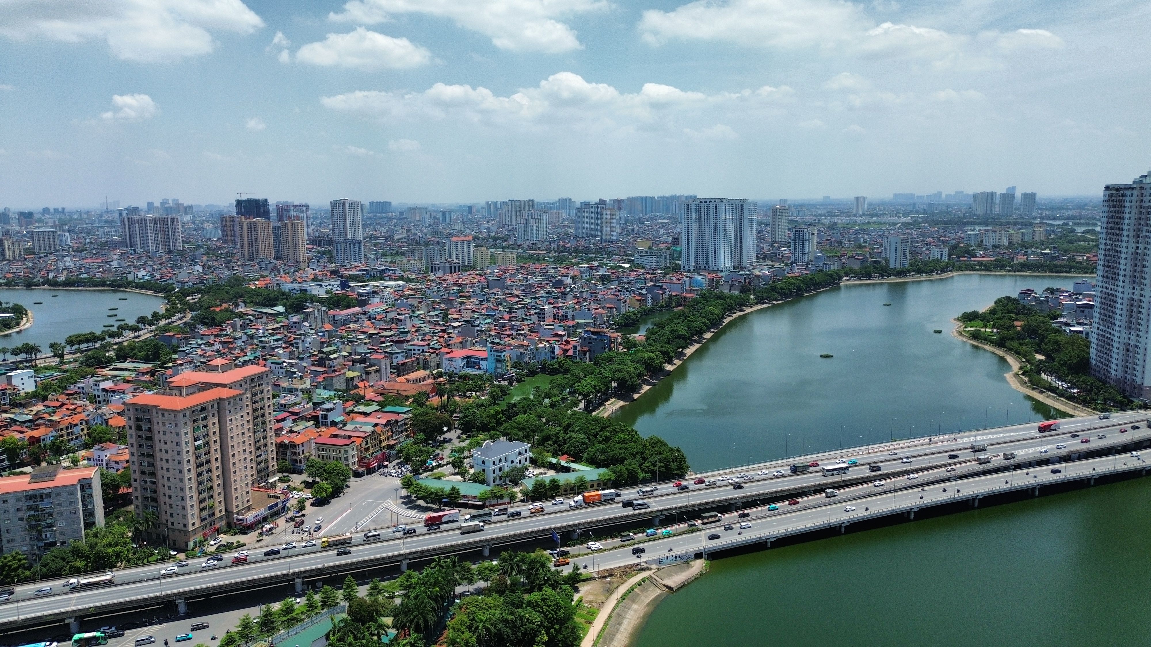 Aerial View of Hanoi Urban Landscape with River · Free Stock Photo