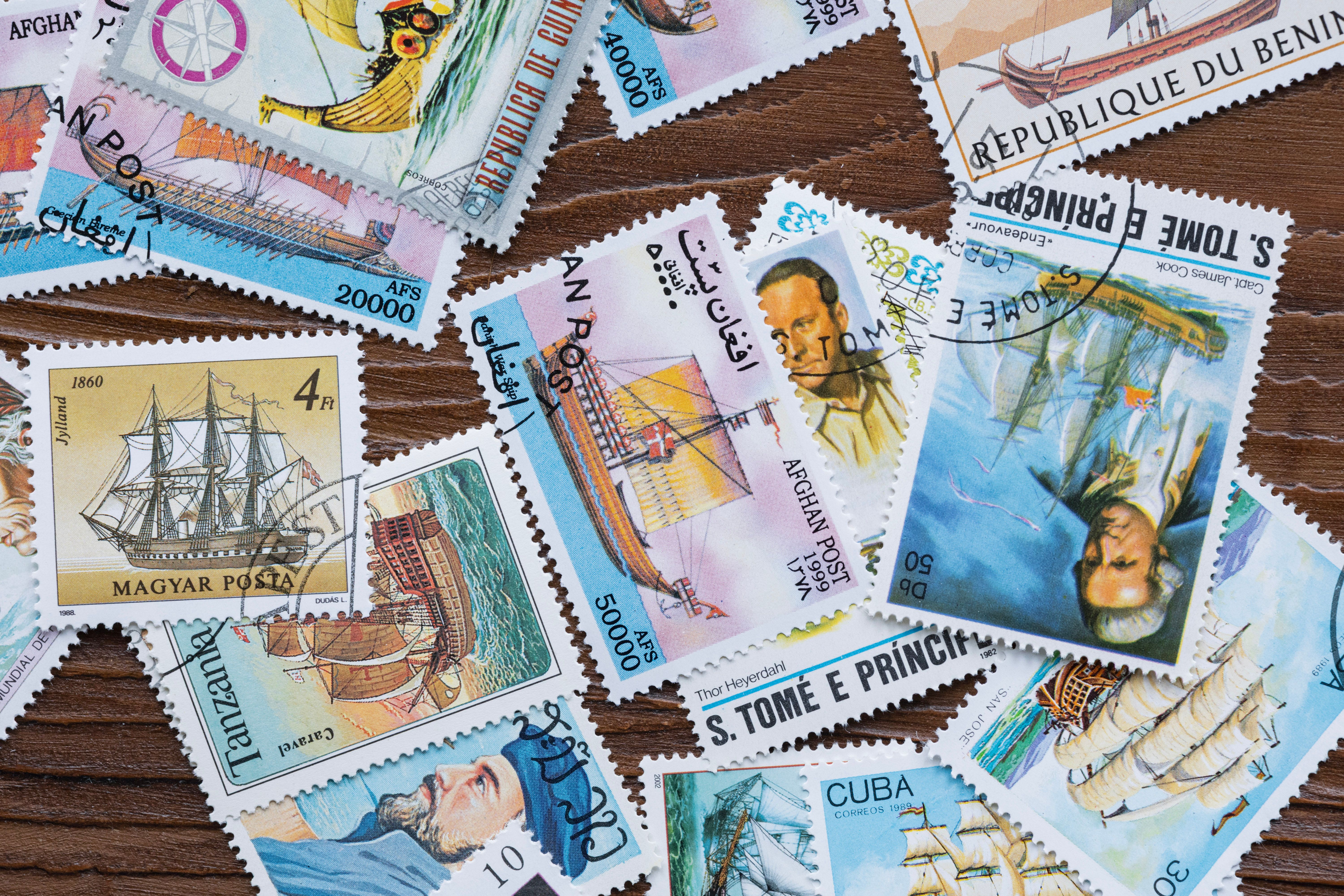 Collection of Vintage International Postage Stamps · Free Stock Photo