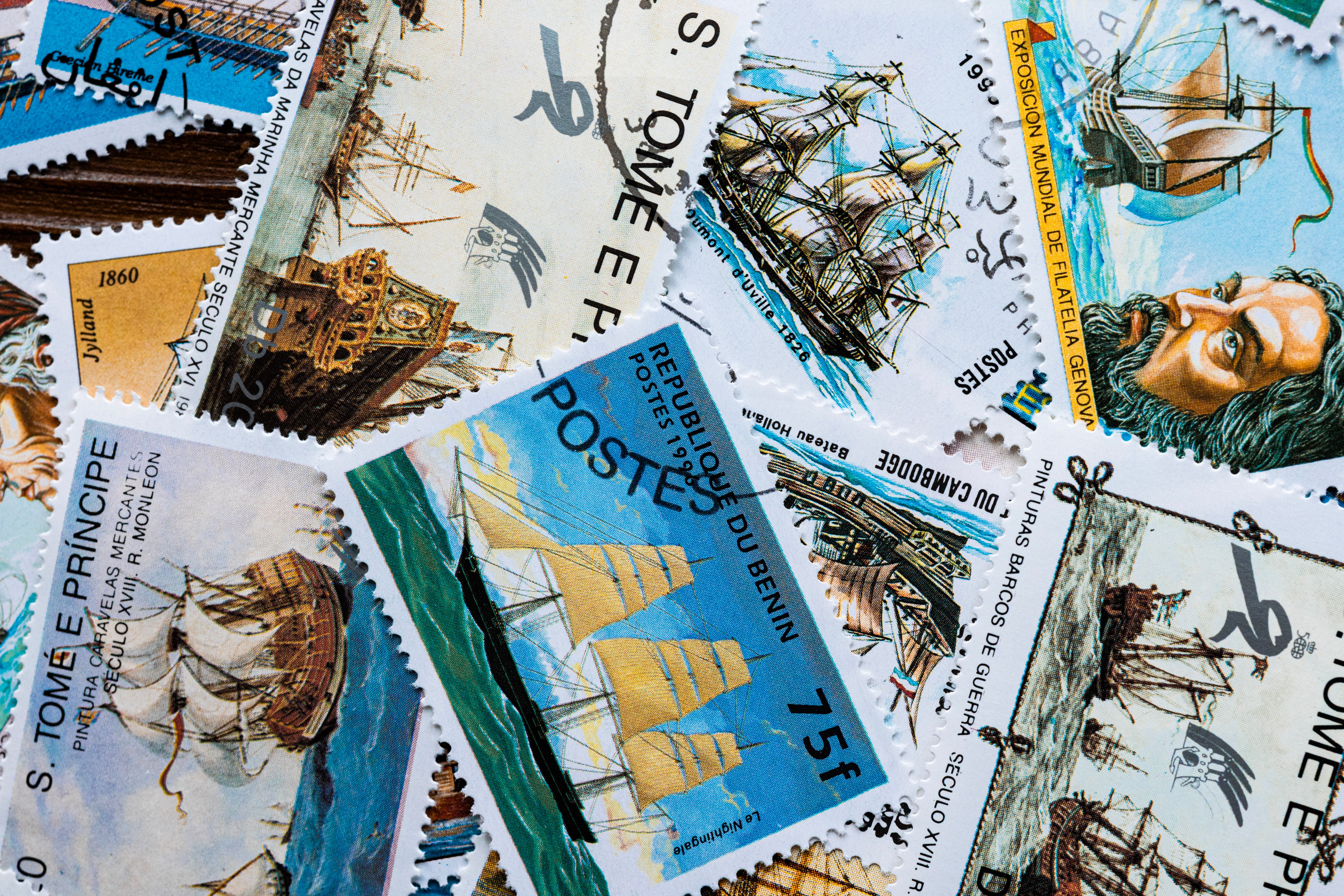 Intricate Collection of Vintage Ship Stamps · Free Stock Photo