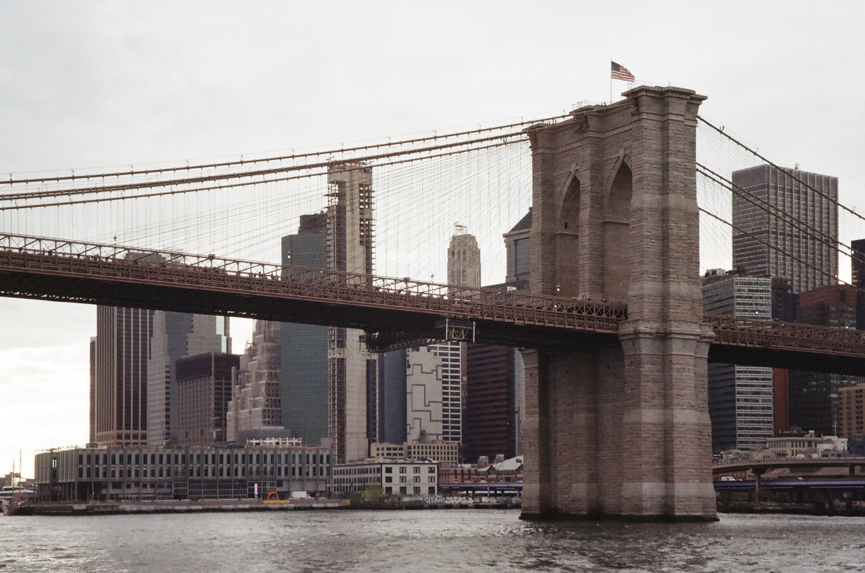 Brooklyn Bridge Overcast Day Scene, NYC · Free Stock Photo
