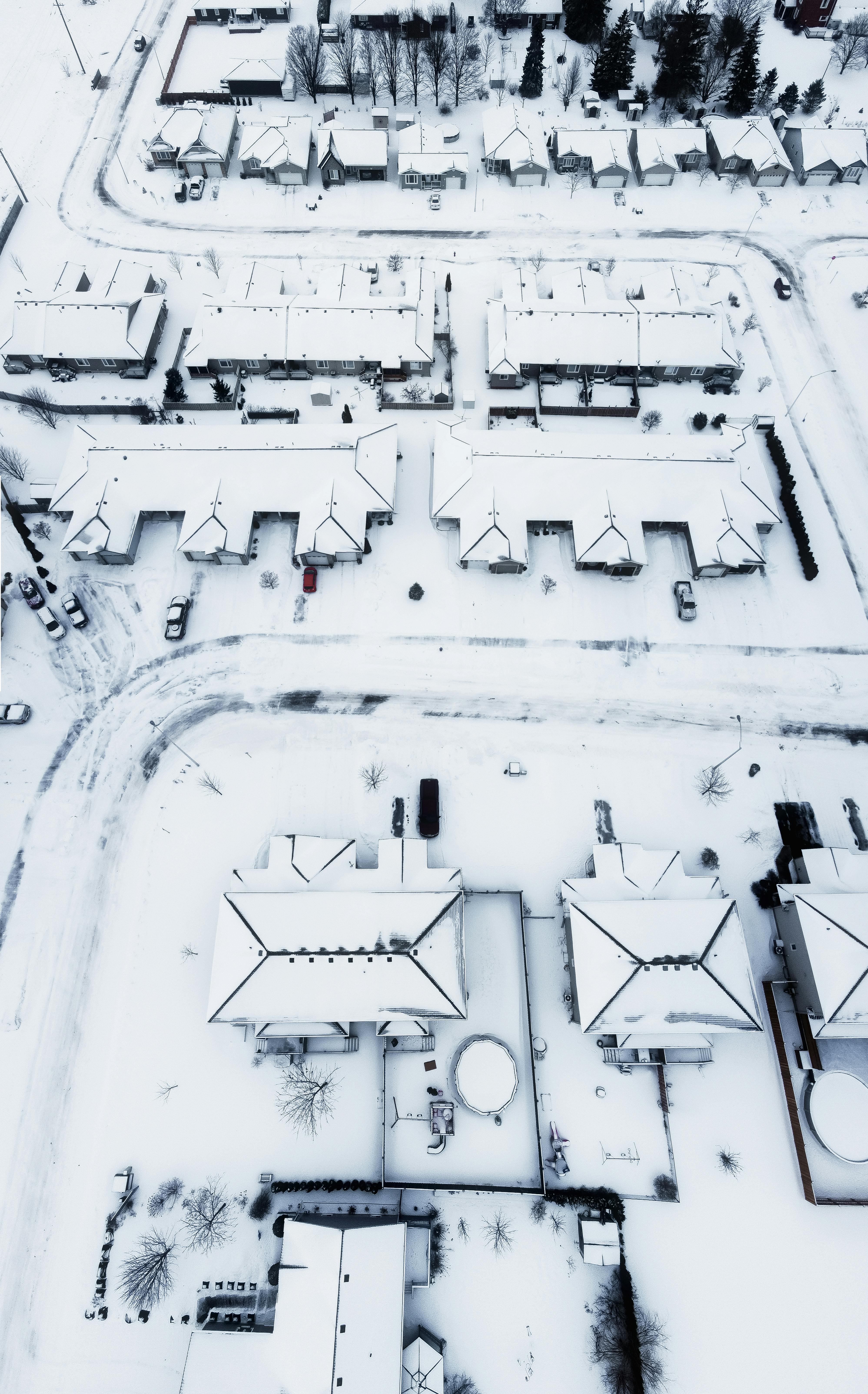 Bird's Eye Photography of Snow-covered Structures · Free Stock Photo