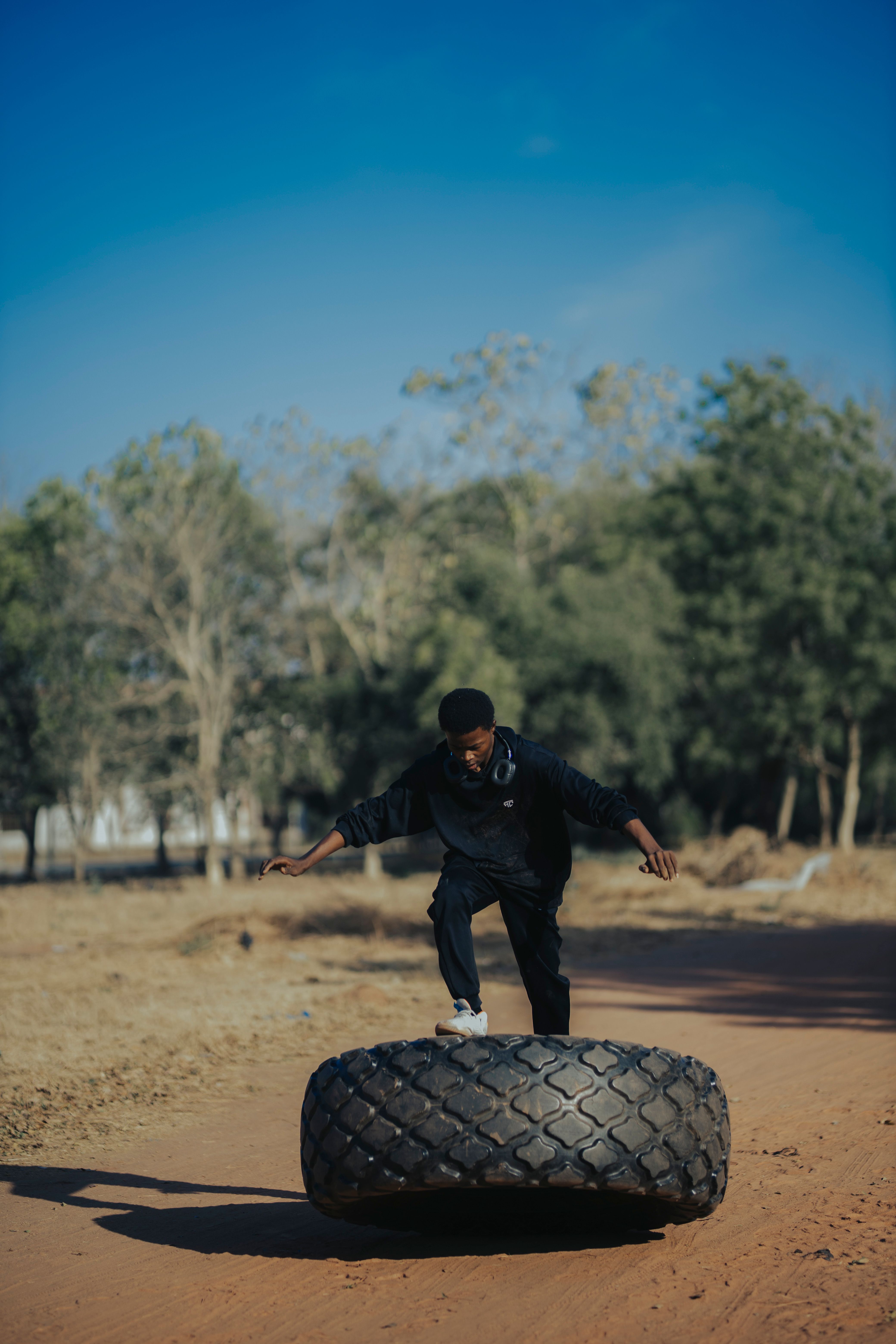 Outdoor Tire Workout for Strength Training · Free Stock Photo