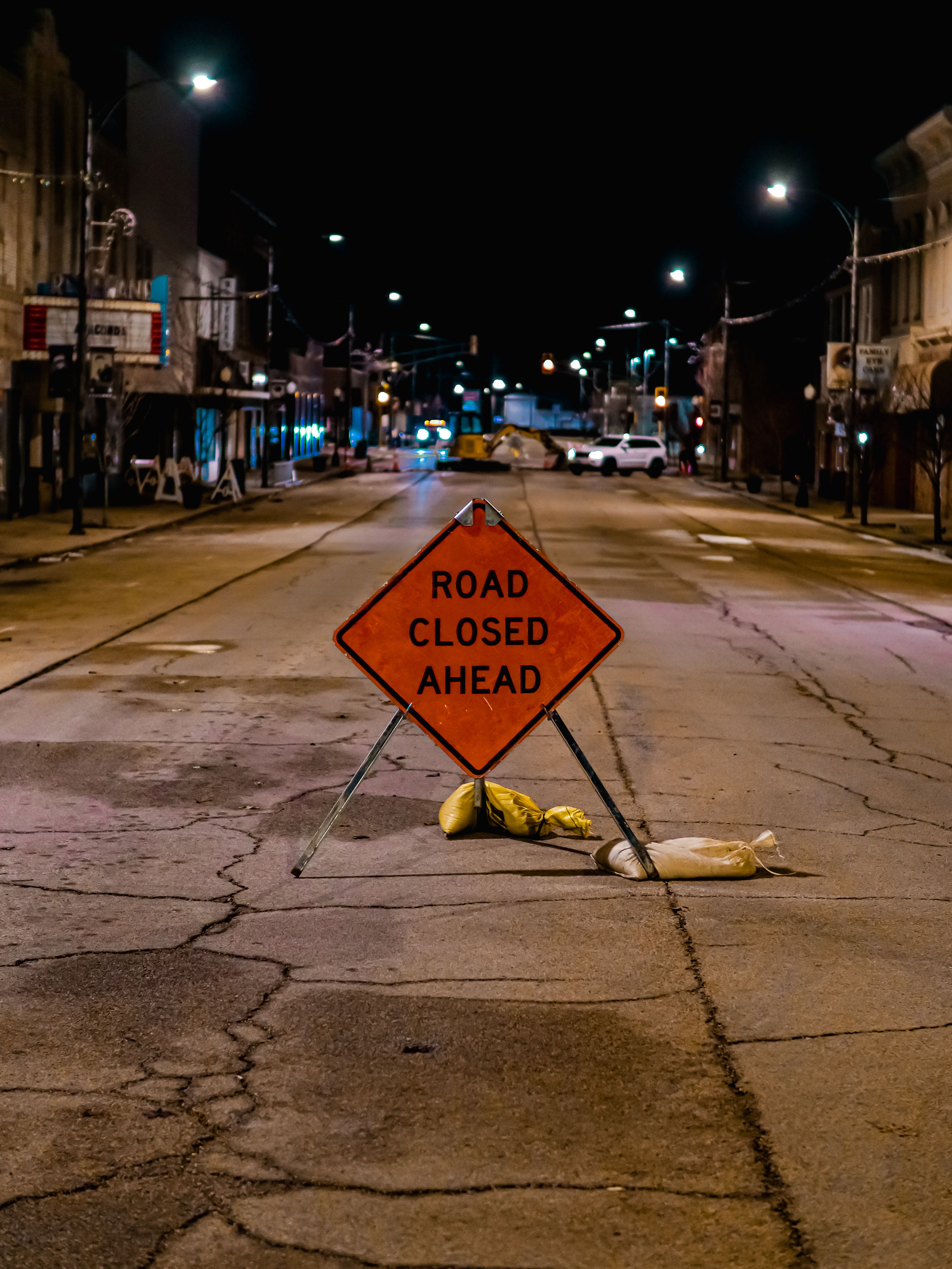 Urban Night Road Closure Scene · Free Stock Photo