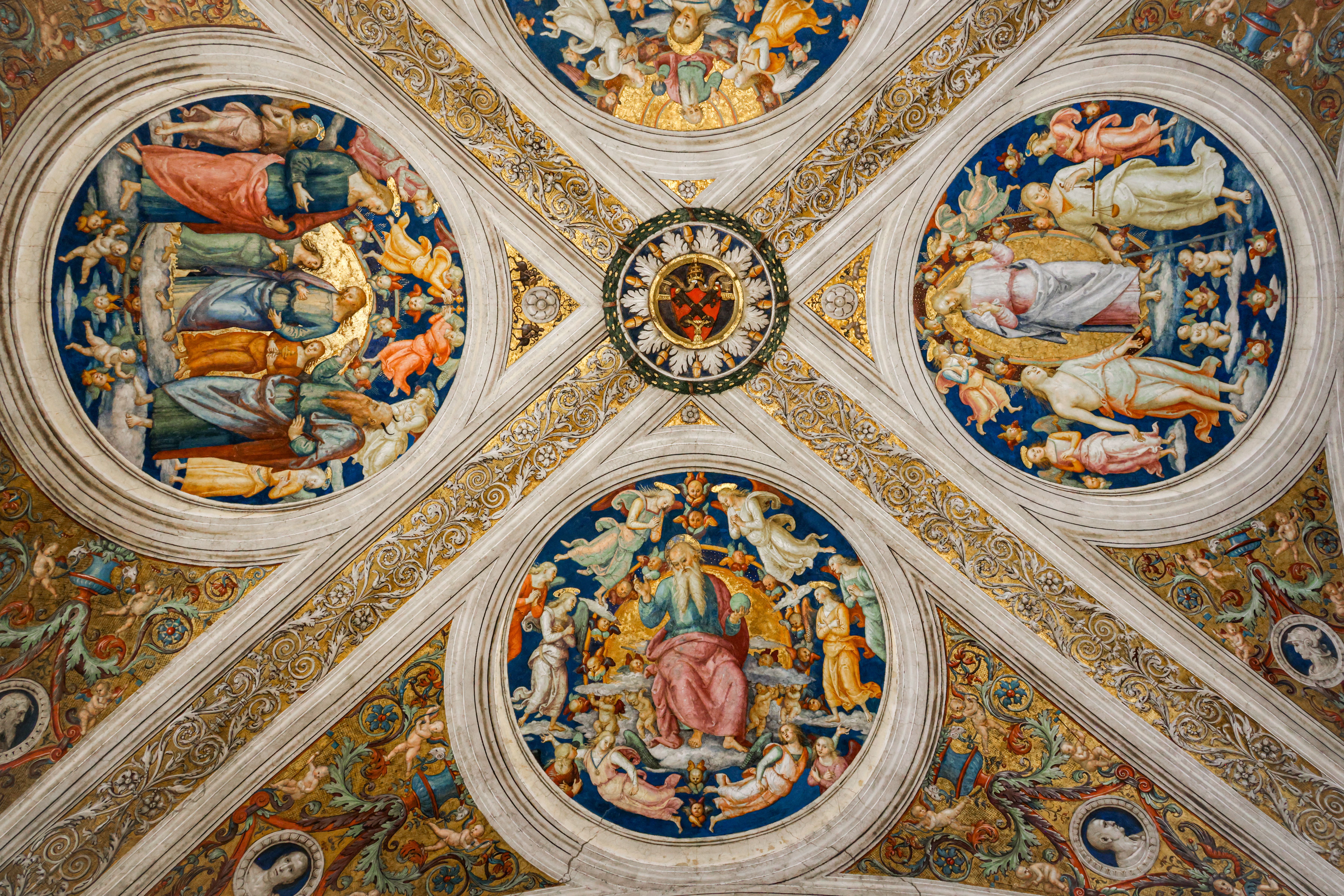 Exquisite Renaissance Ceiling Fresco with Art · Free Stock Photo