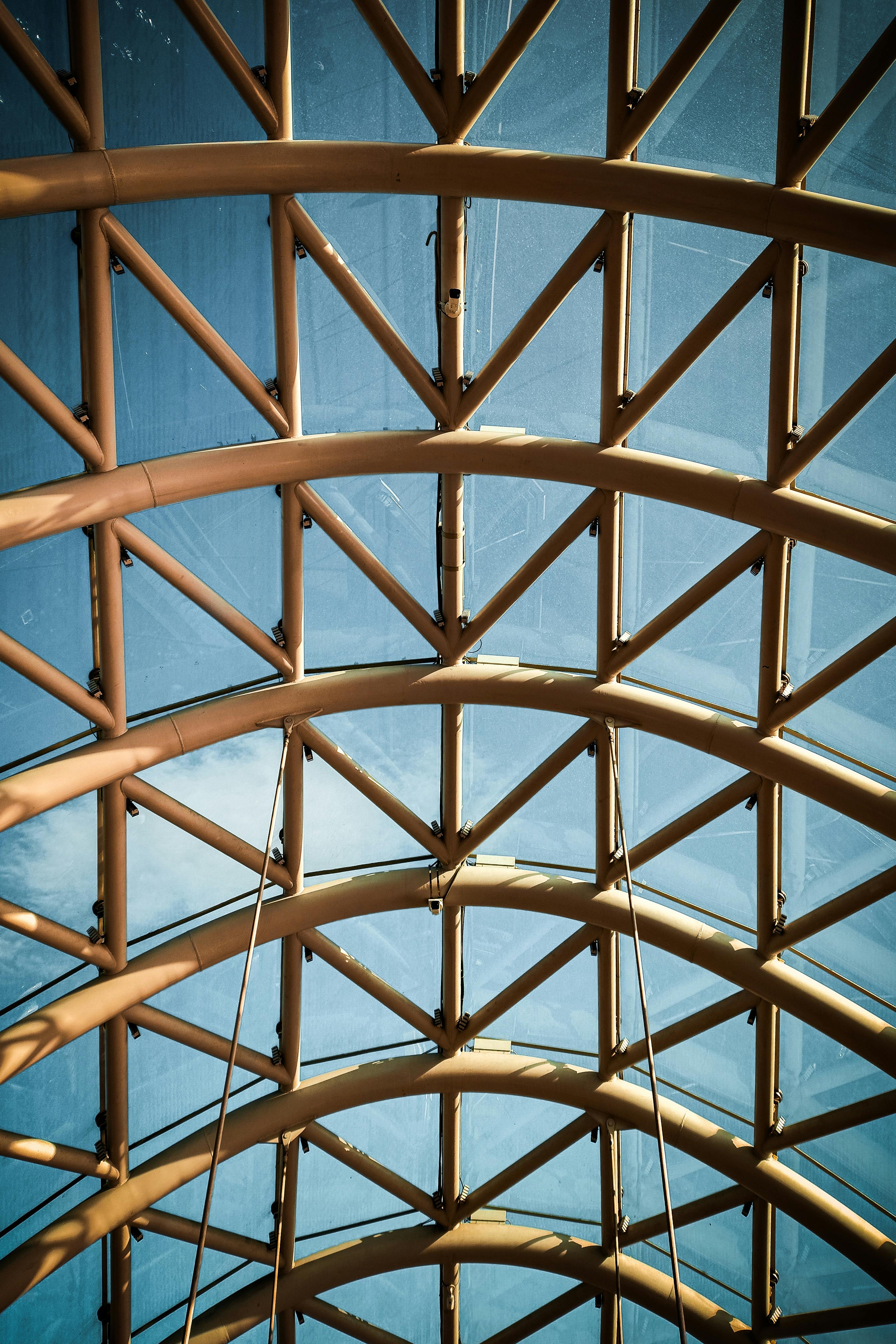 Modern Architectural Detail with Steel Trusses · Free Stock Photo