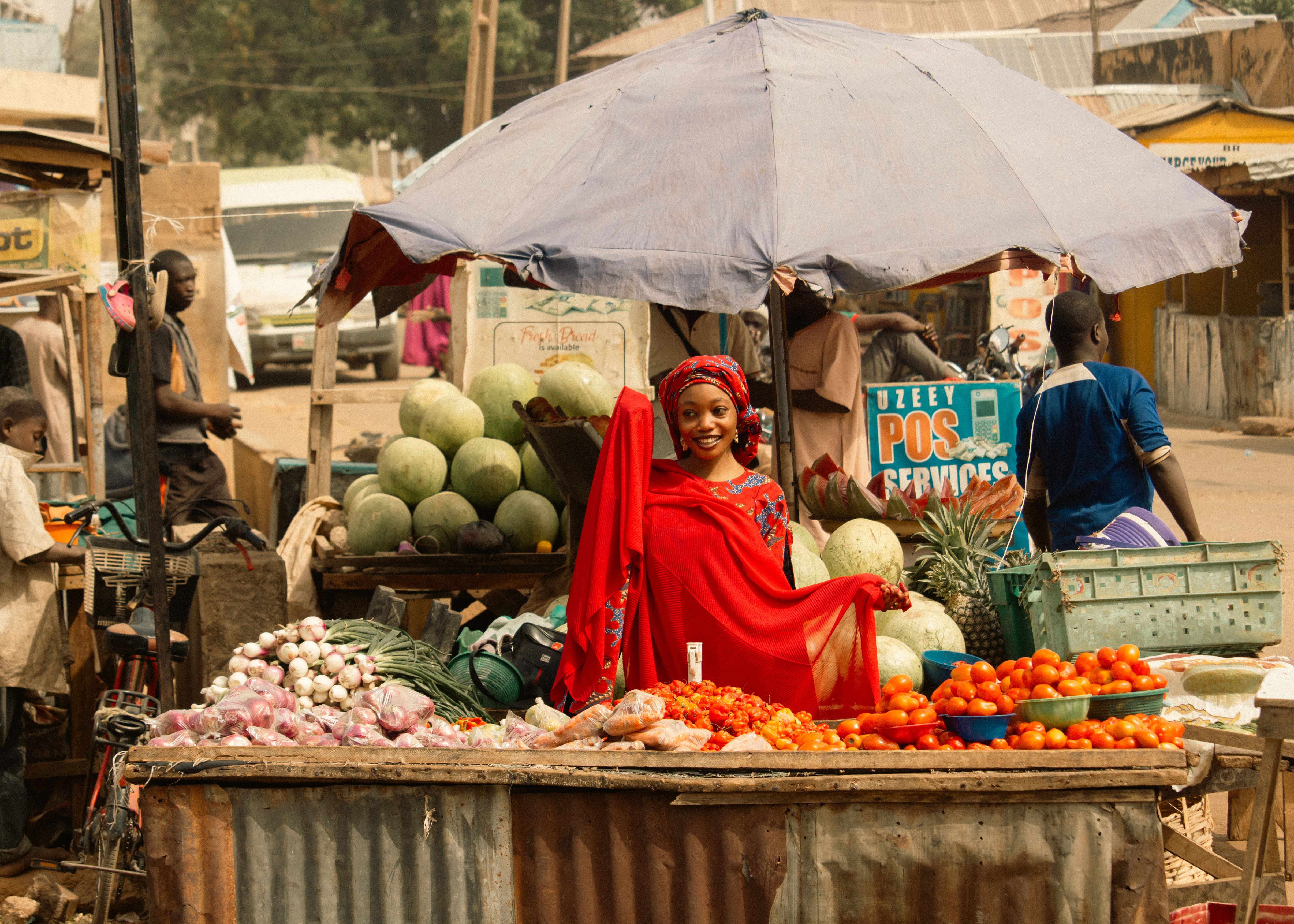 African Market Stall with Fresh Produce · Free Stock Photo