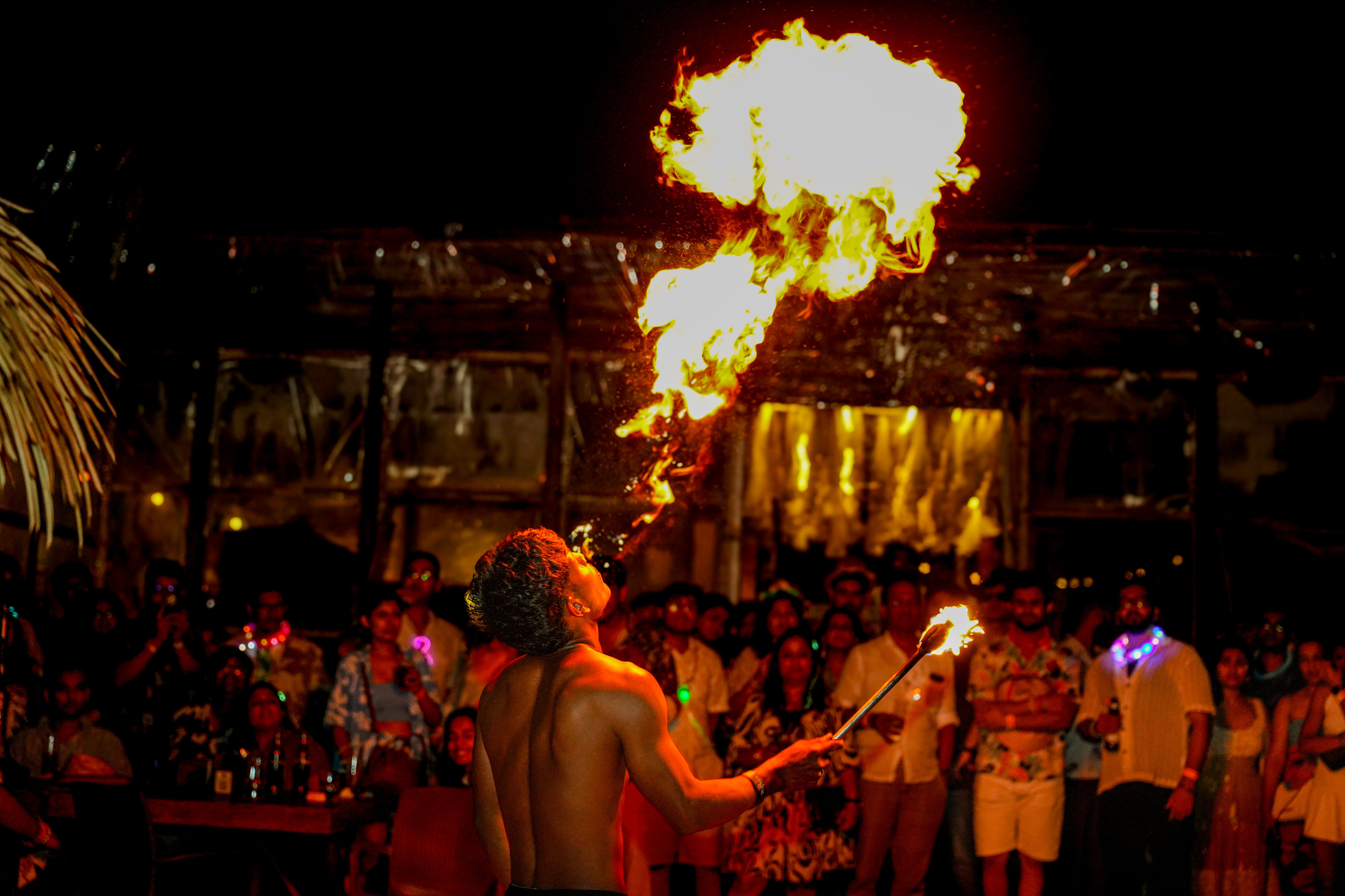 Fire Performer Entertains Night Party Crowd · Free Stock Photo