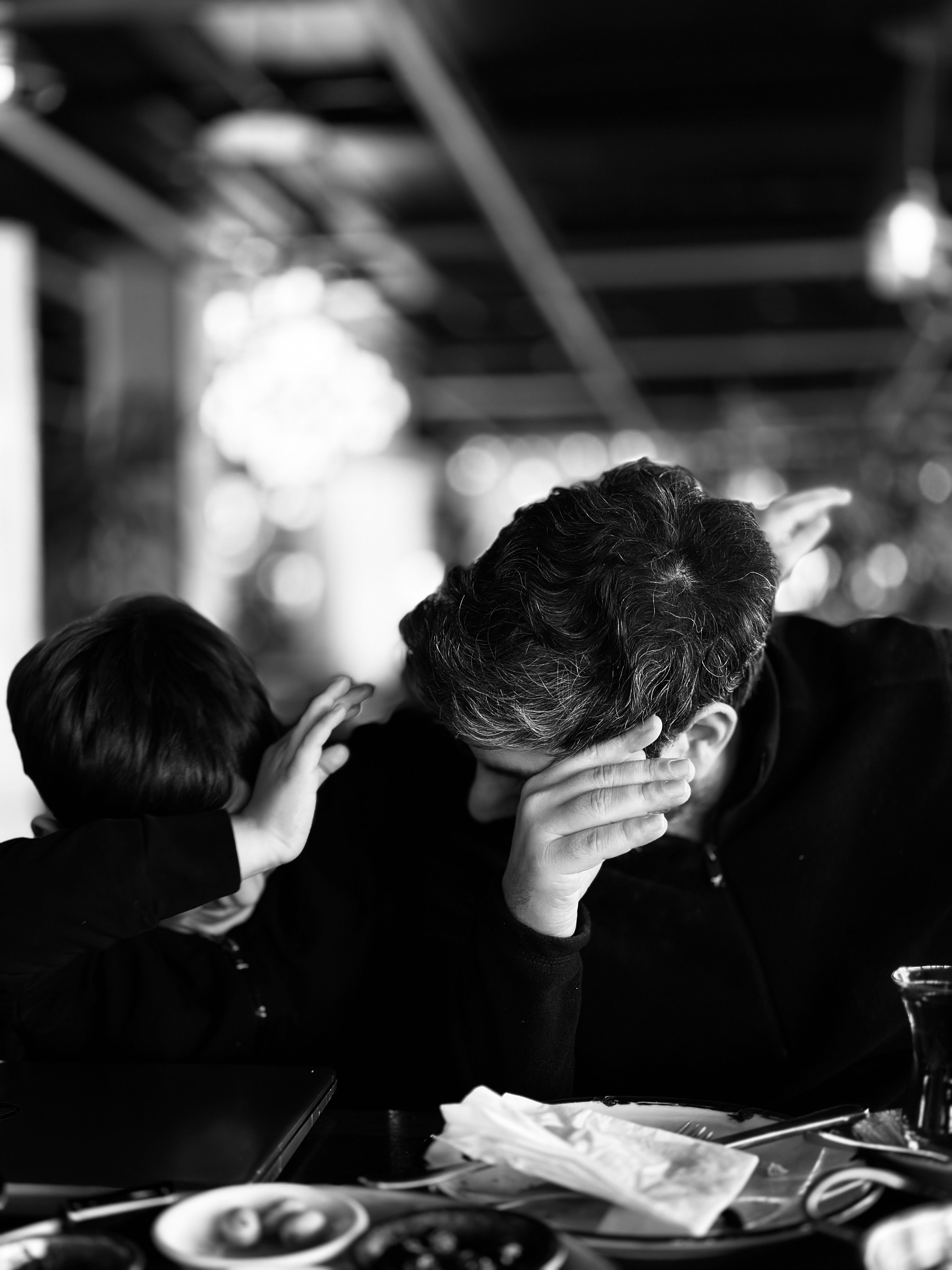 Black and White Father and Son Moment · Free Stock Photo