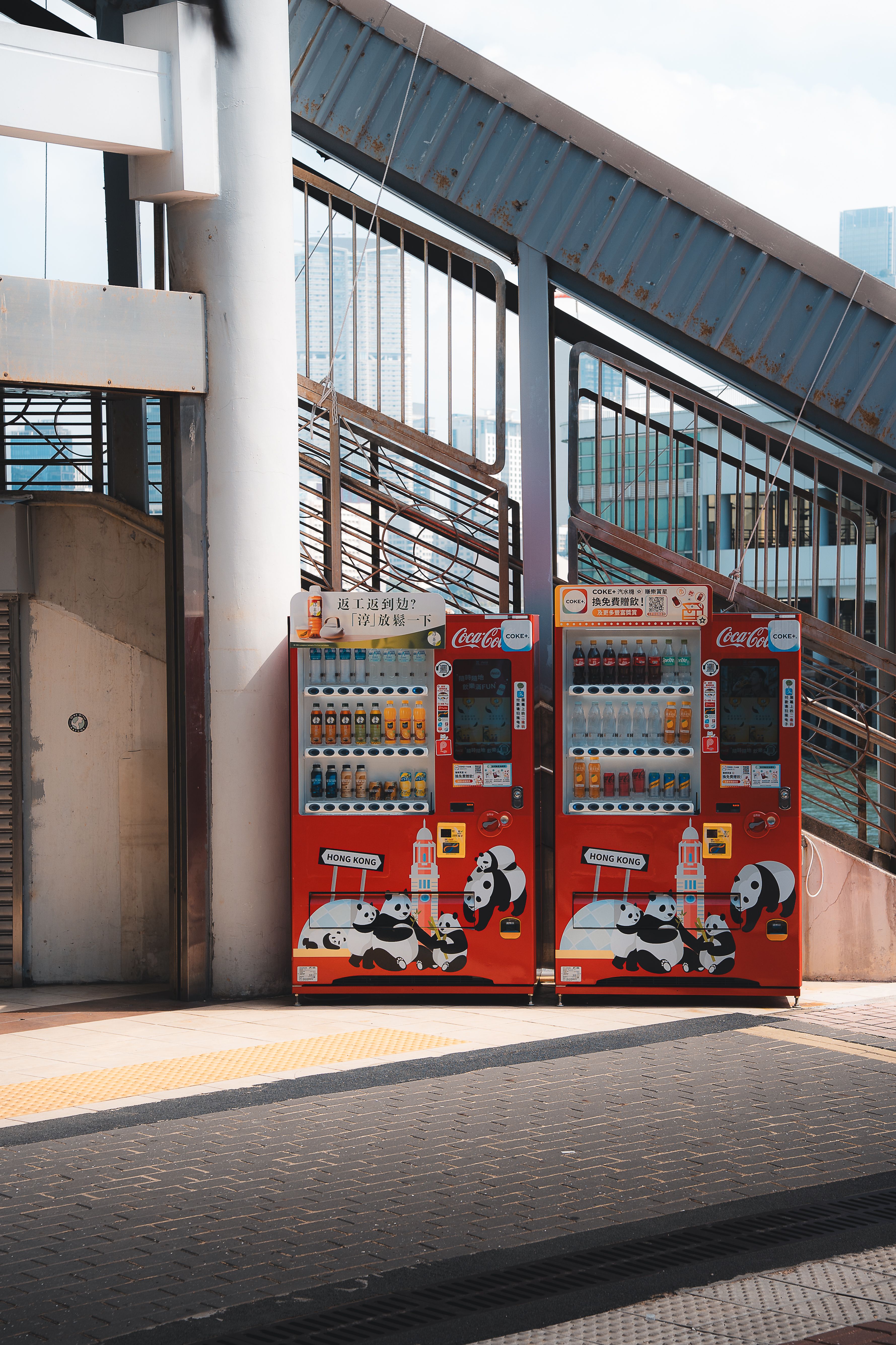 Red Vending Machines with Panda Designs in Hong Kong · Free Stock Photo