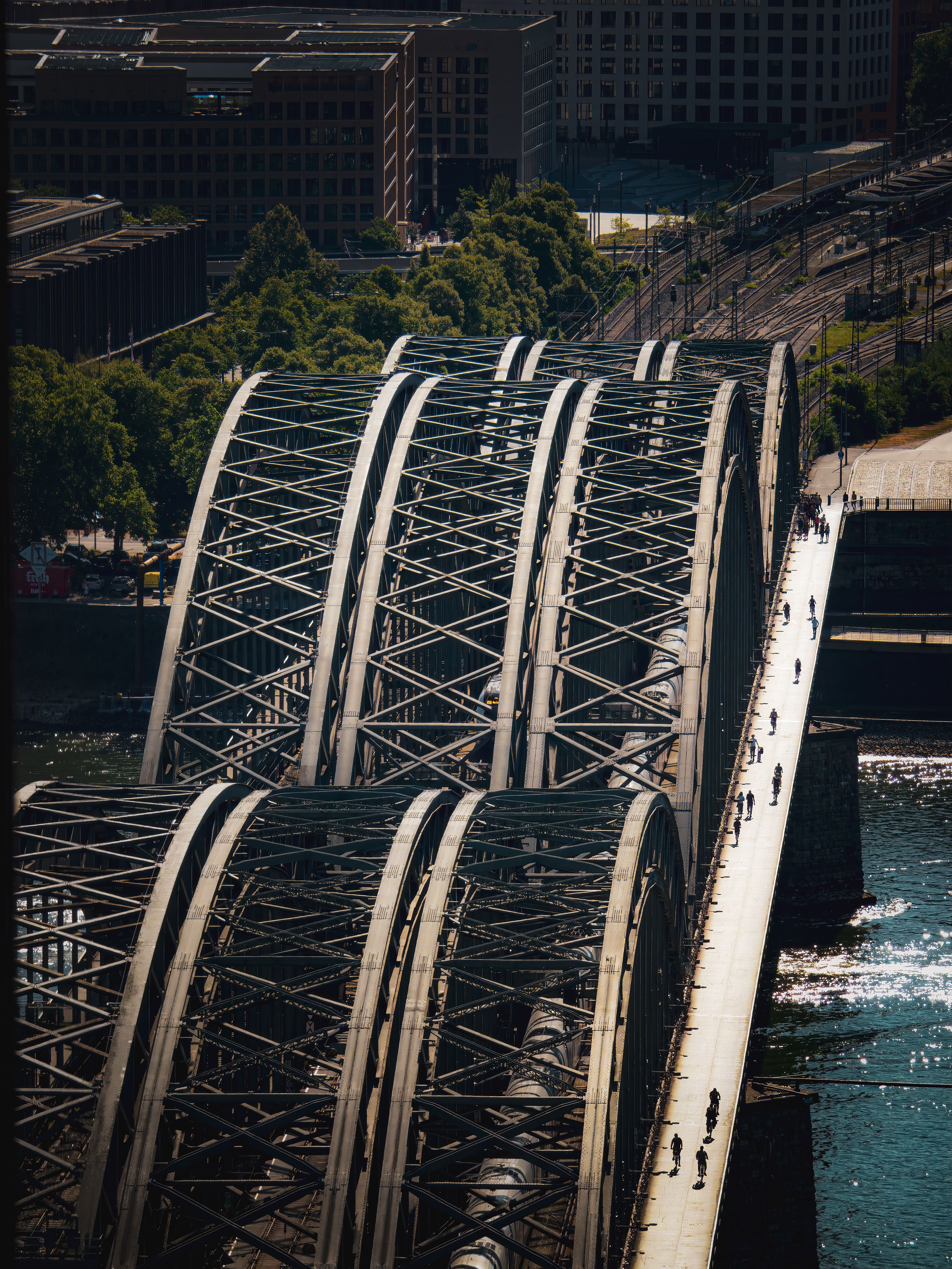 Aerial View of Iconic Bridge with Arched Trusses · Free Stock Photo