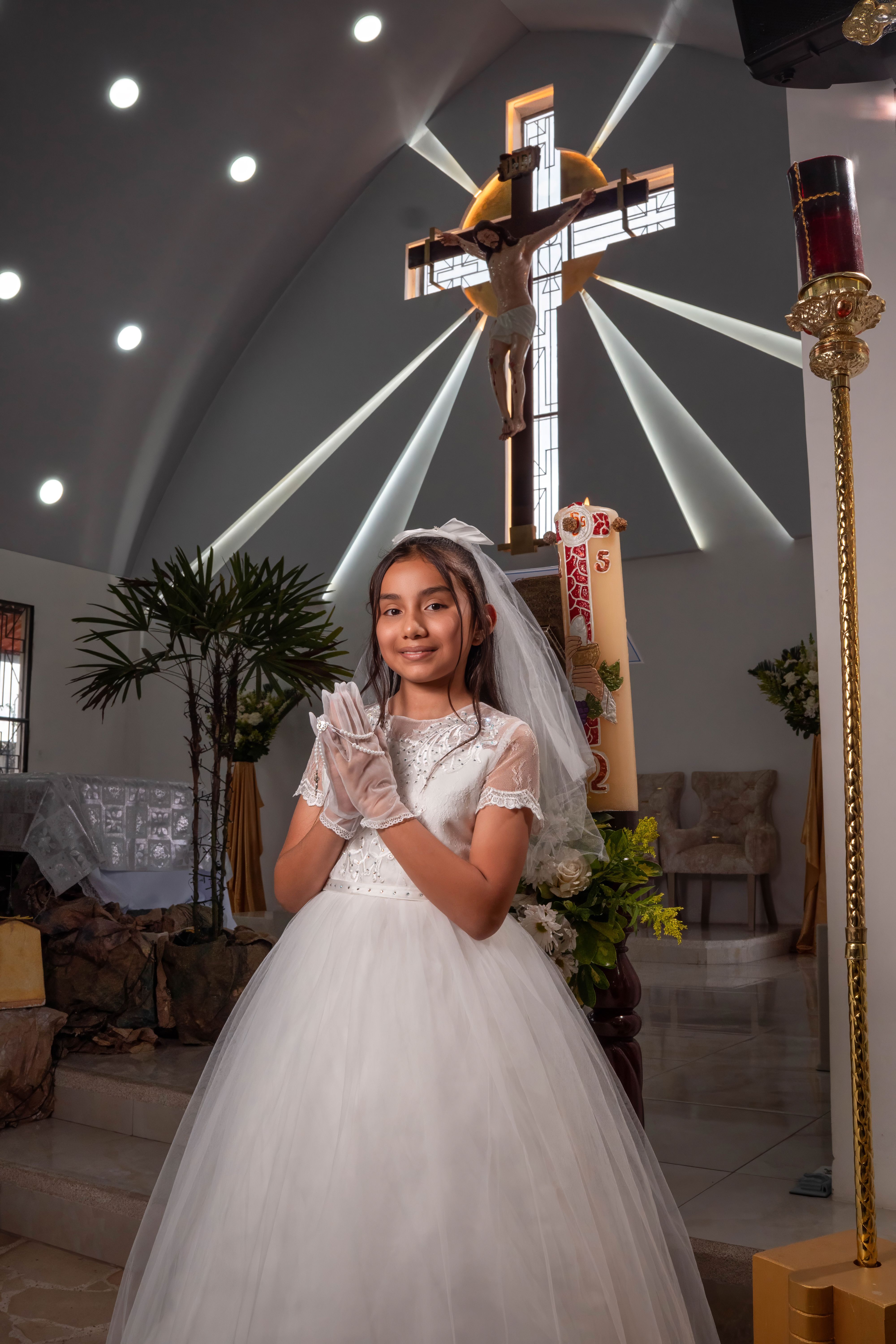 Girl Celebrating First Communion in Ecuadorian Church · Free Stock Photo