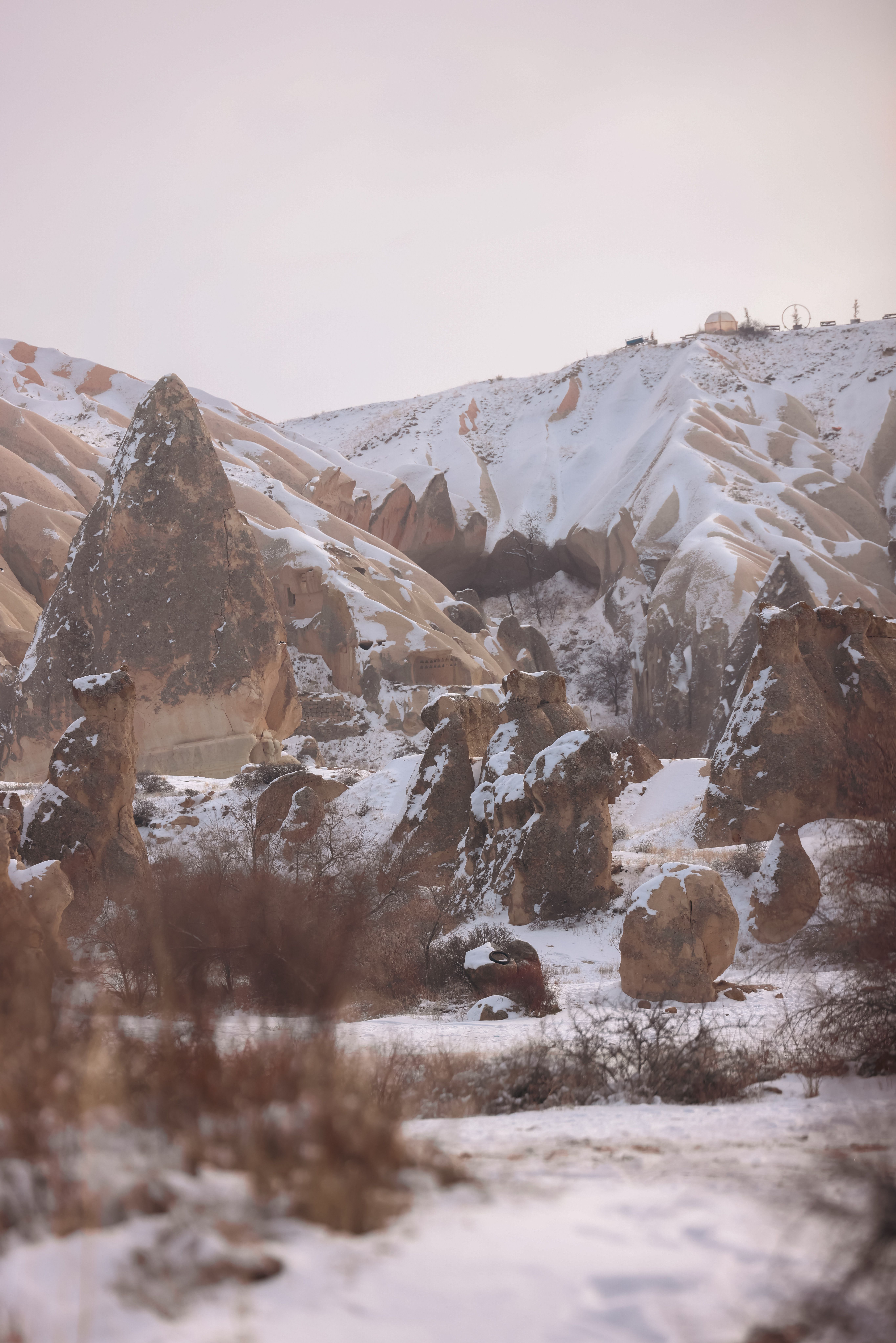 Snowy Landscape in Cappadocia's Rock Formations · Free Stock Photo